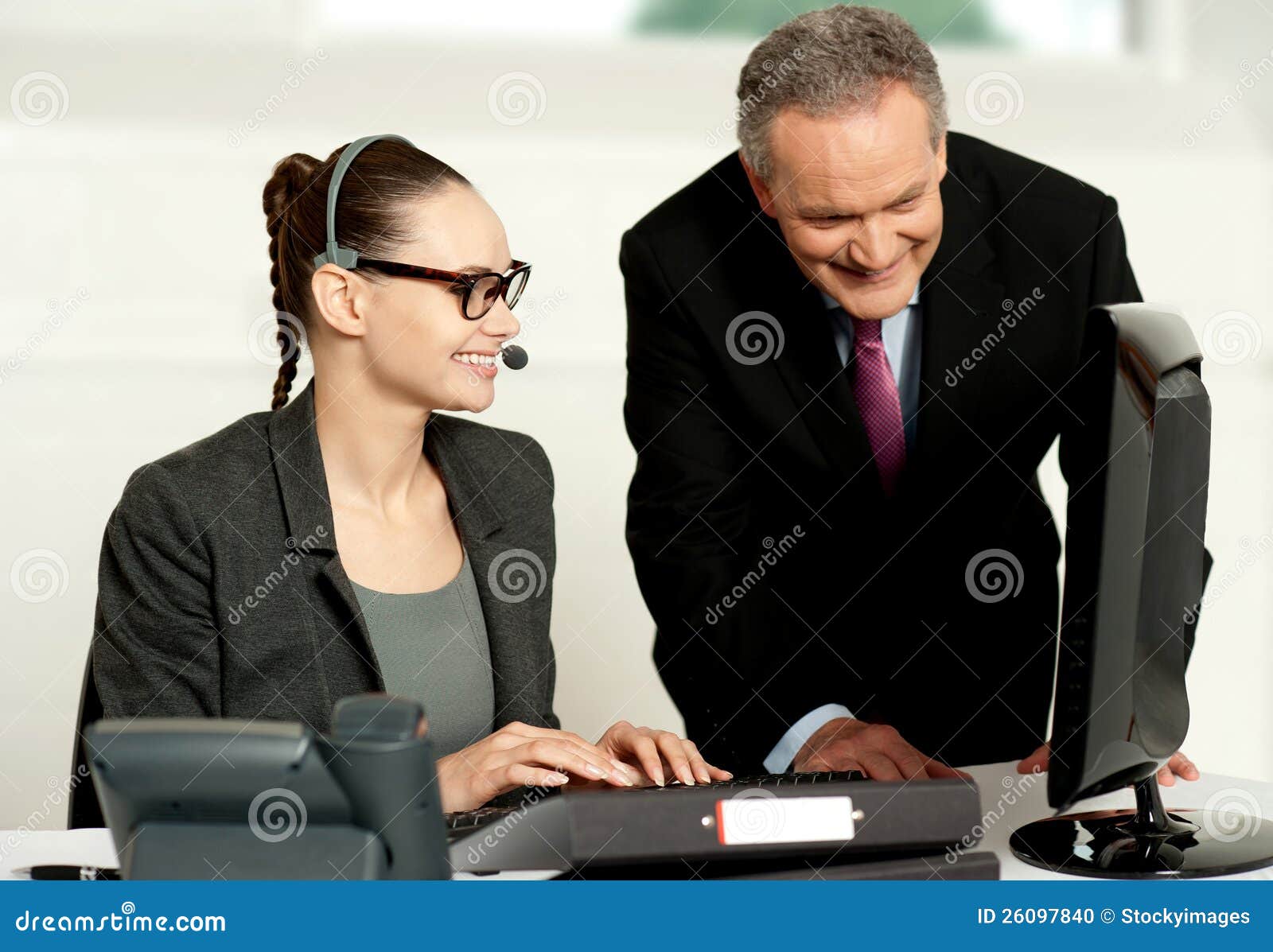 Corporate Team Working Together on Computer Stock Photo - Image of ...