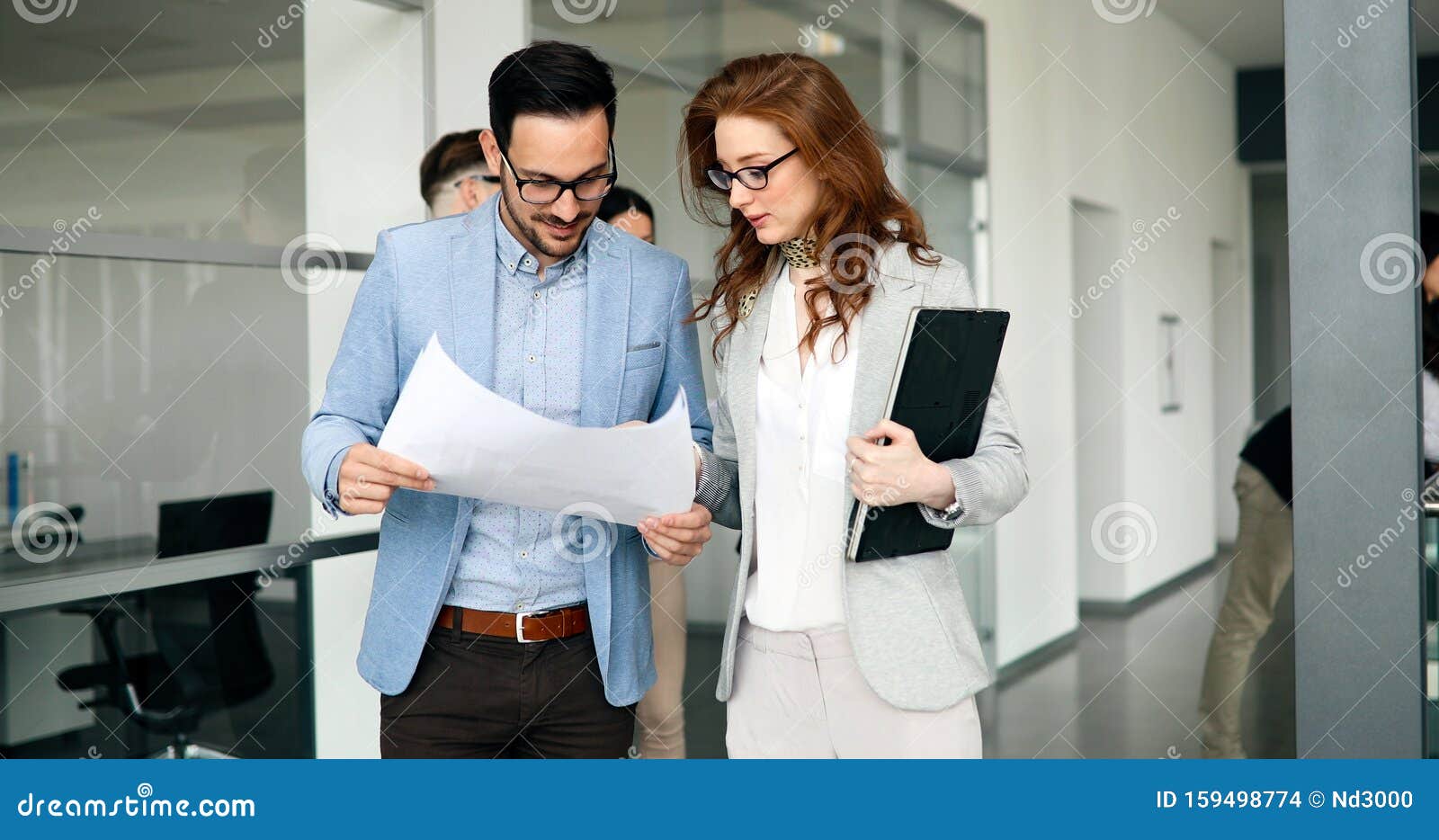 Corporate Teamworking Colleagues in Modern Office Stock Photo - Image ...