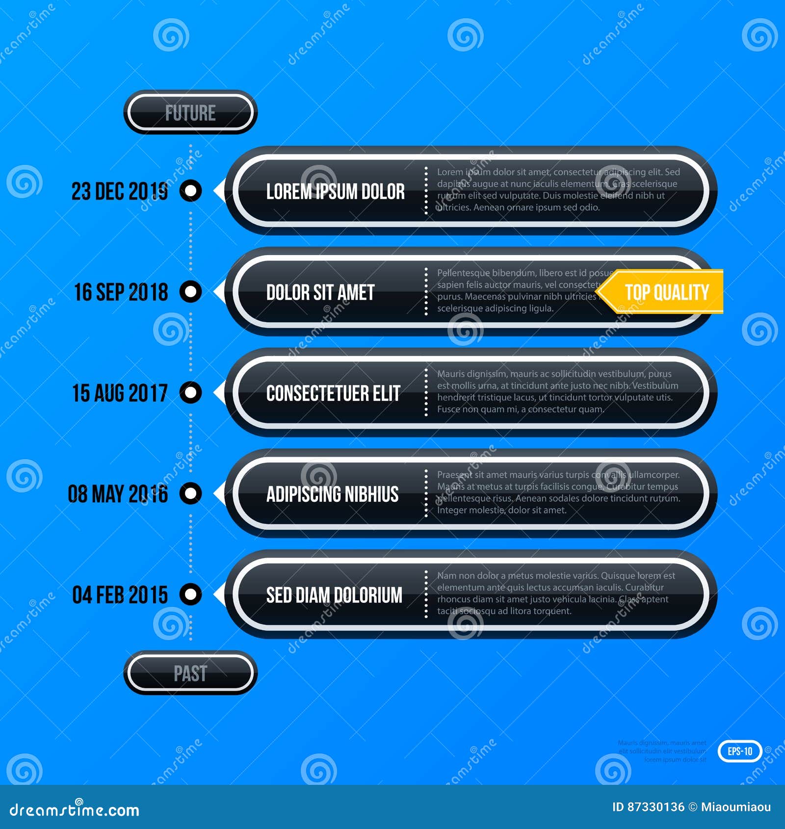 Corporate Timeline Template on Bright Blue Background Stock Vector ...