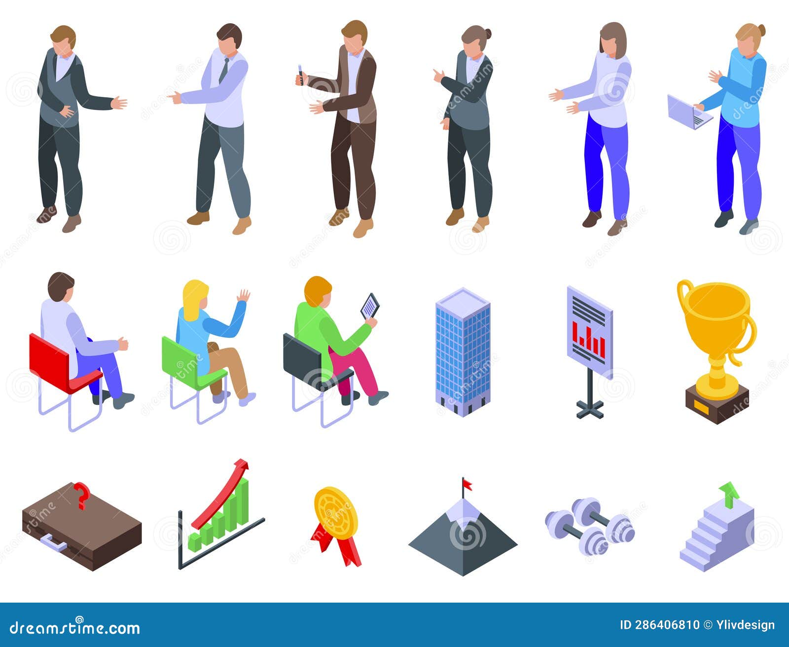 Corporate Trainer Icons Set Isometric Vector. Business Training Stock ...
