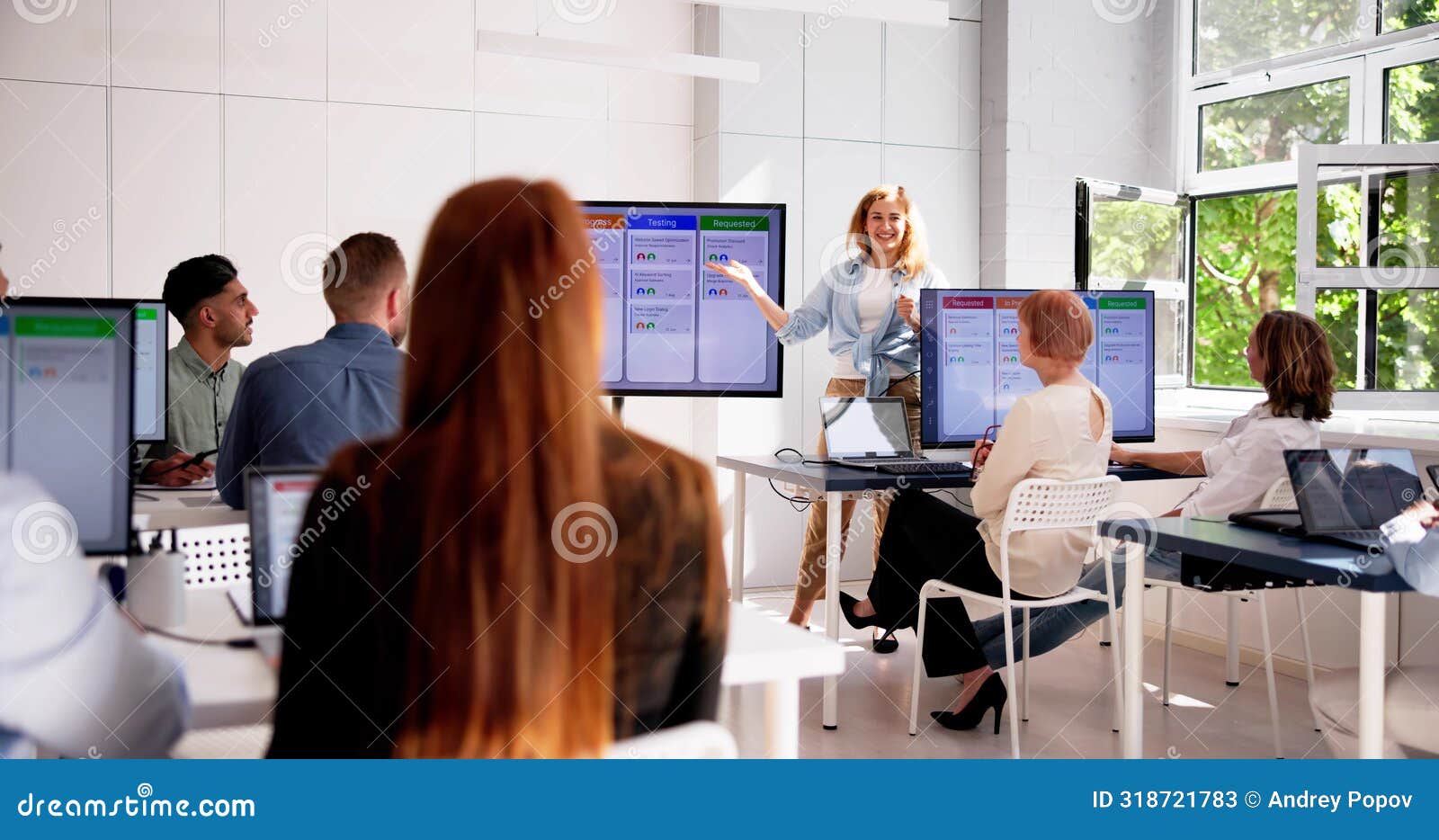 Corporate Training in a Black Classroom Stock Image - Image of mature ...