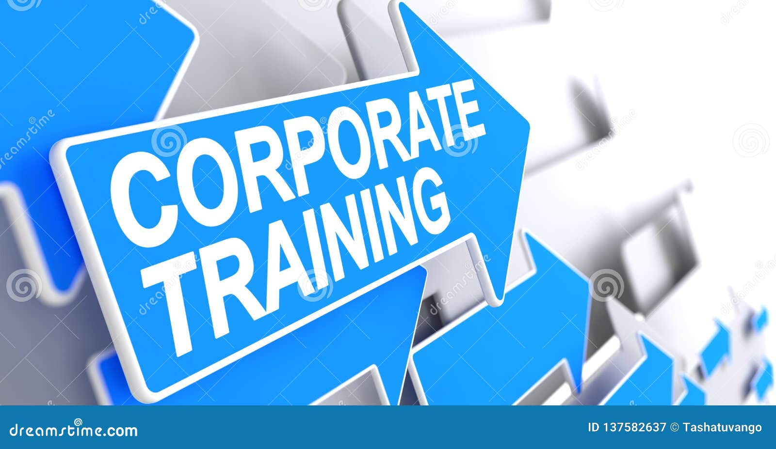 Corporate Training - Message on the Blue Pointer. 3D. Stock ...