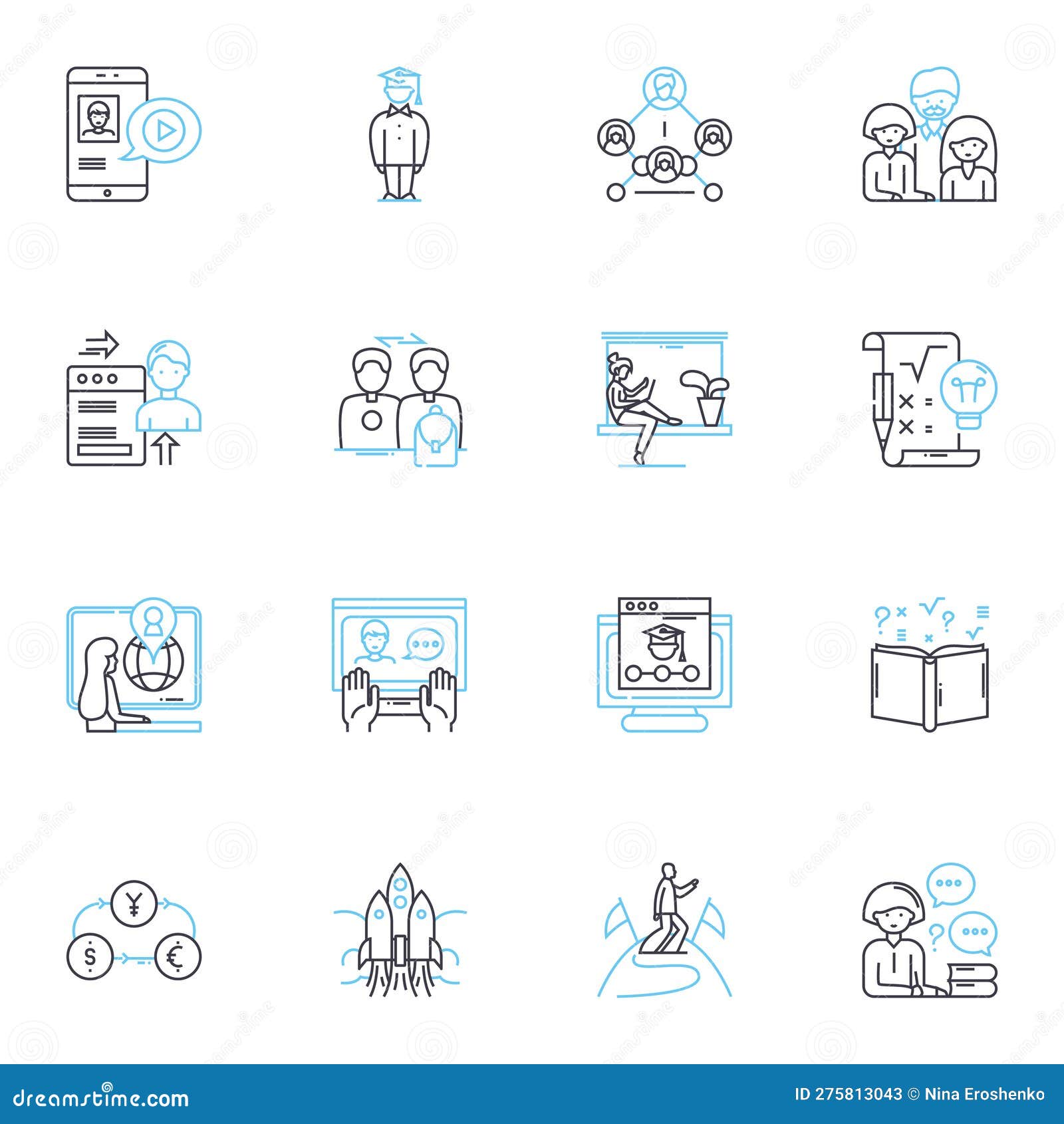 Corporate Training Linear Icons Set. Development, Growth, Learning ...