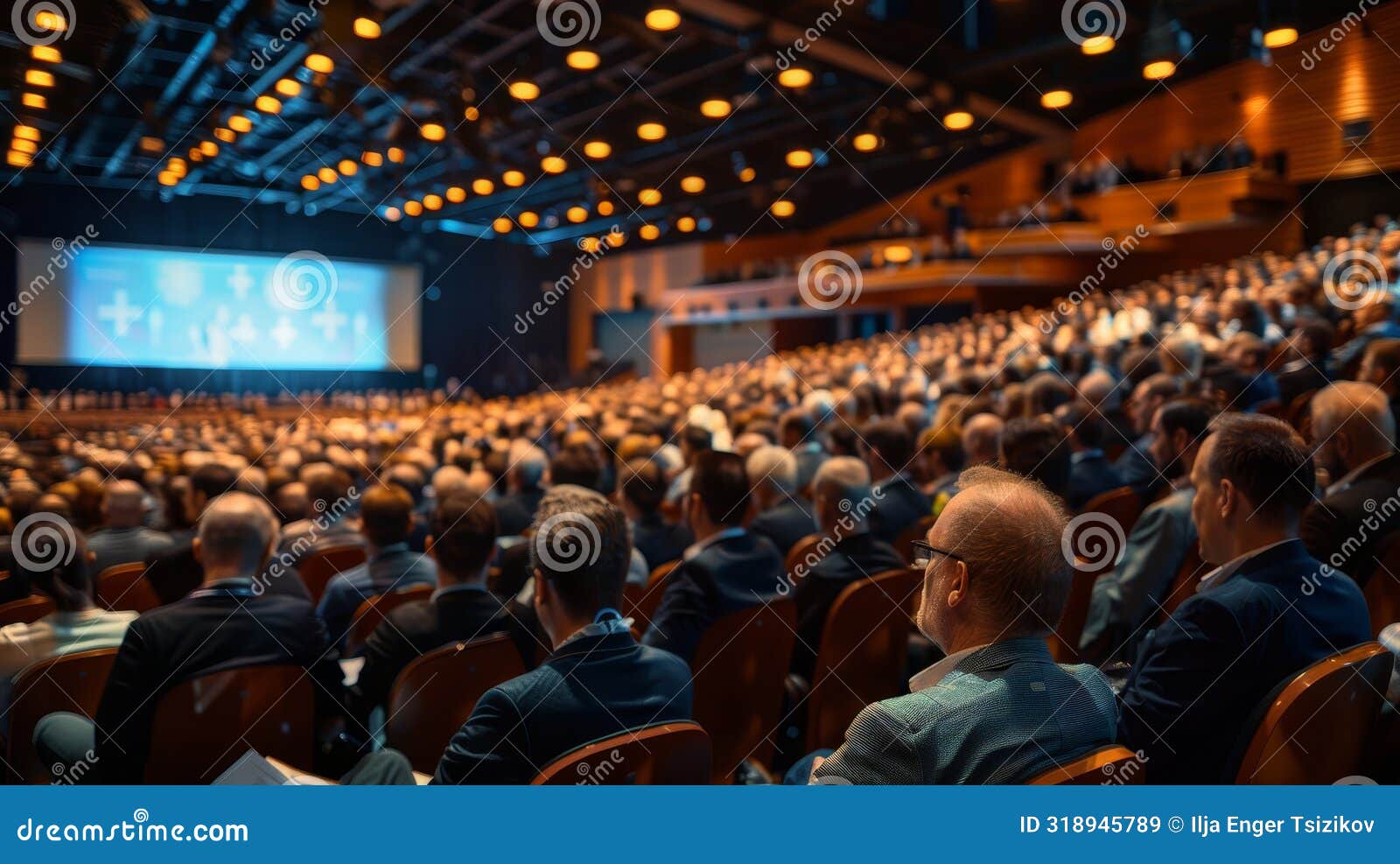 Corporate Training Seminar Staff in Auditorium Learning from Speaker at ...