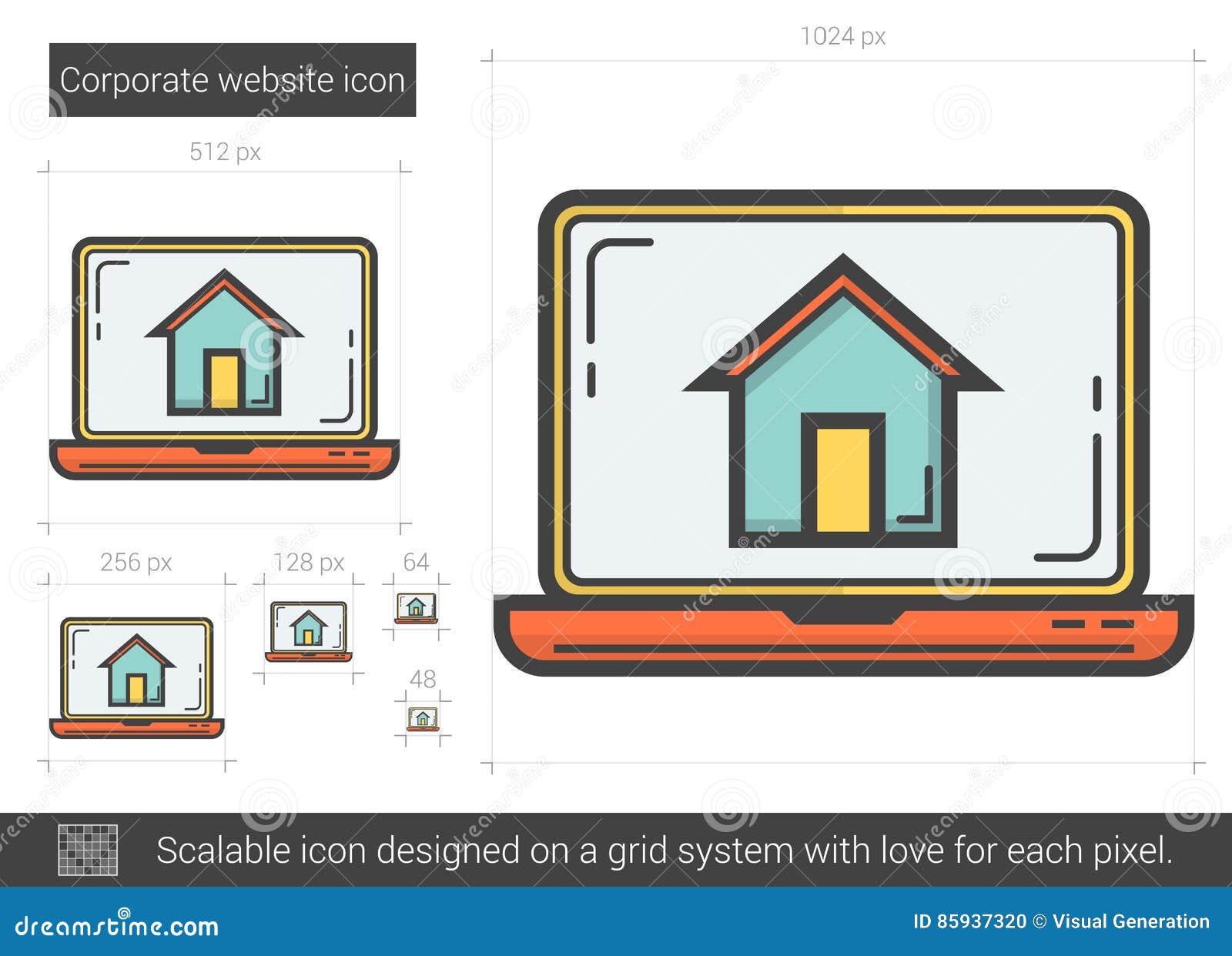 Corporate Website Line Icon. Stock Vector - Illustration of electronic ...
