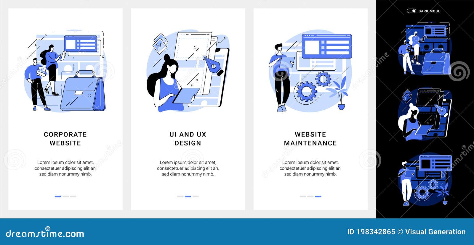 Corporate Website Mobile App UI Kit. Stock Vector - Illustration of ...