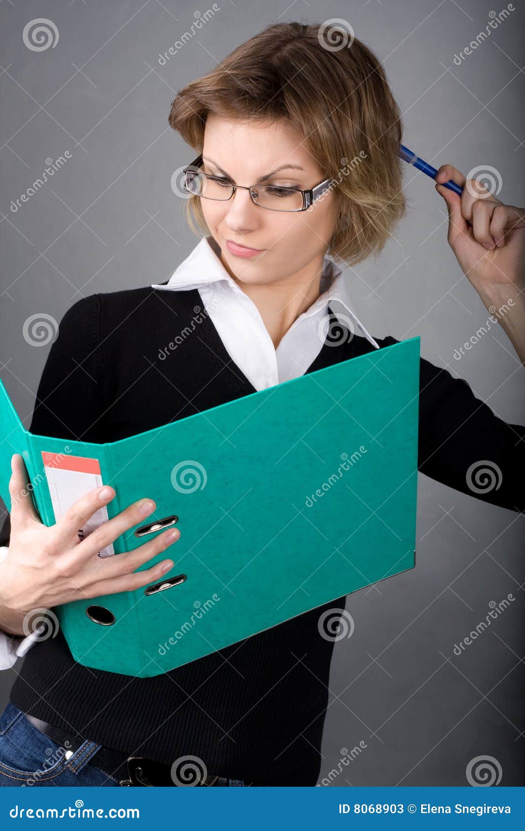 Corporate Woman with Folder Stock Image - Image of economy, serious ...