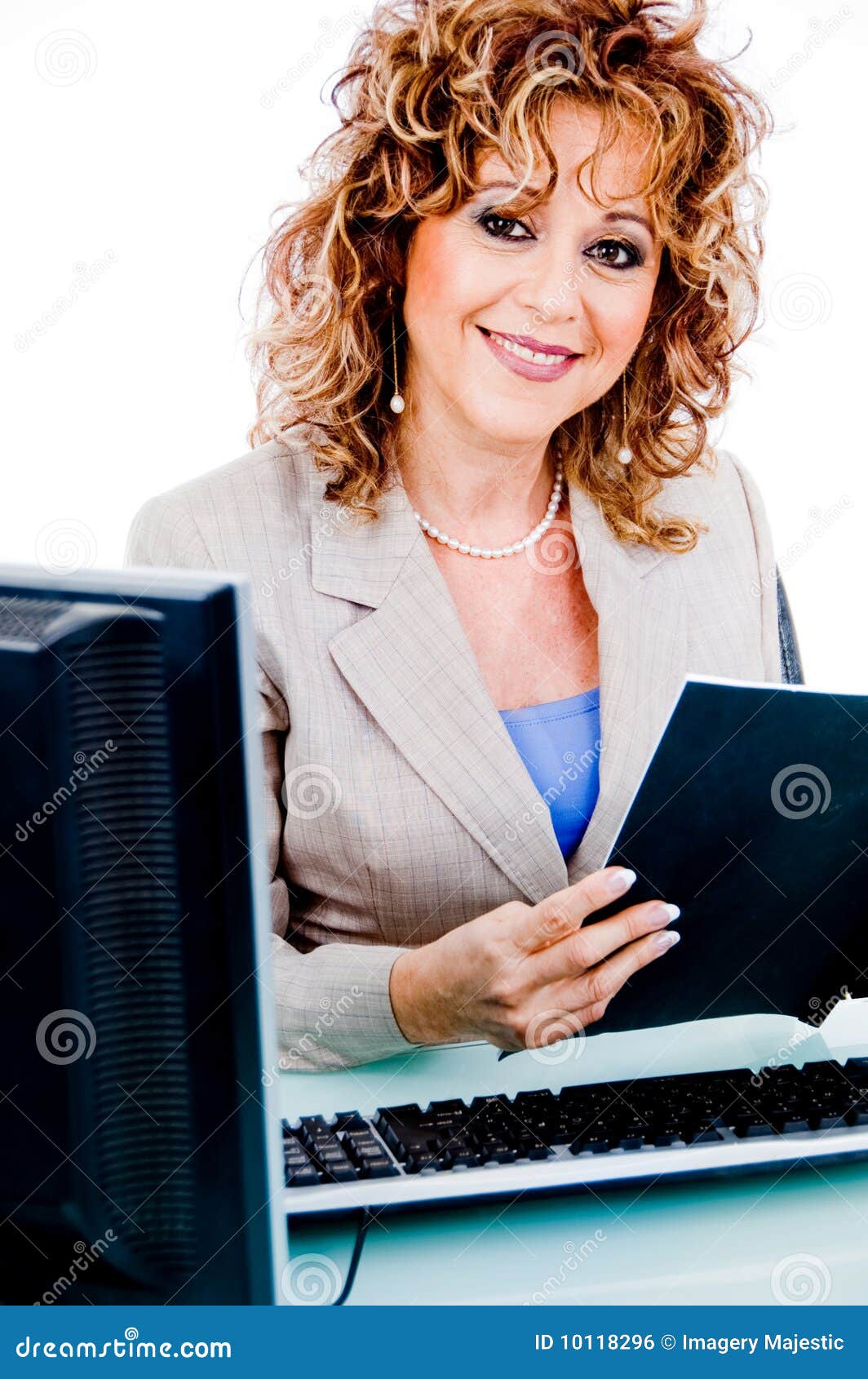 Corporate Woman Looking at File Work Stock Photo - Image of ...