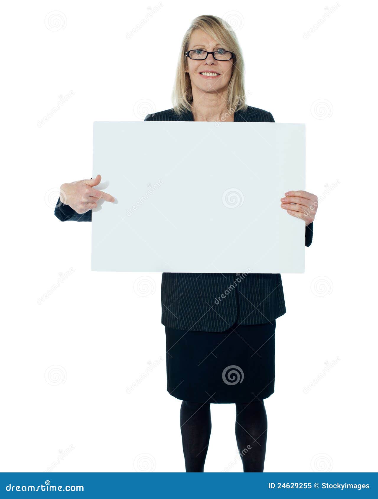 Corporate Woman Pointing Towards Blank Billboard Stock Image - Image of ...