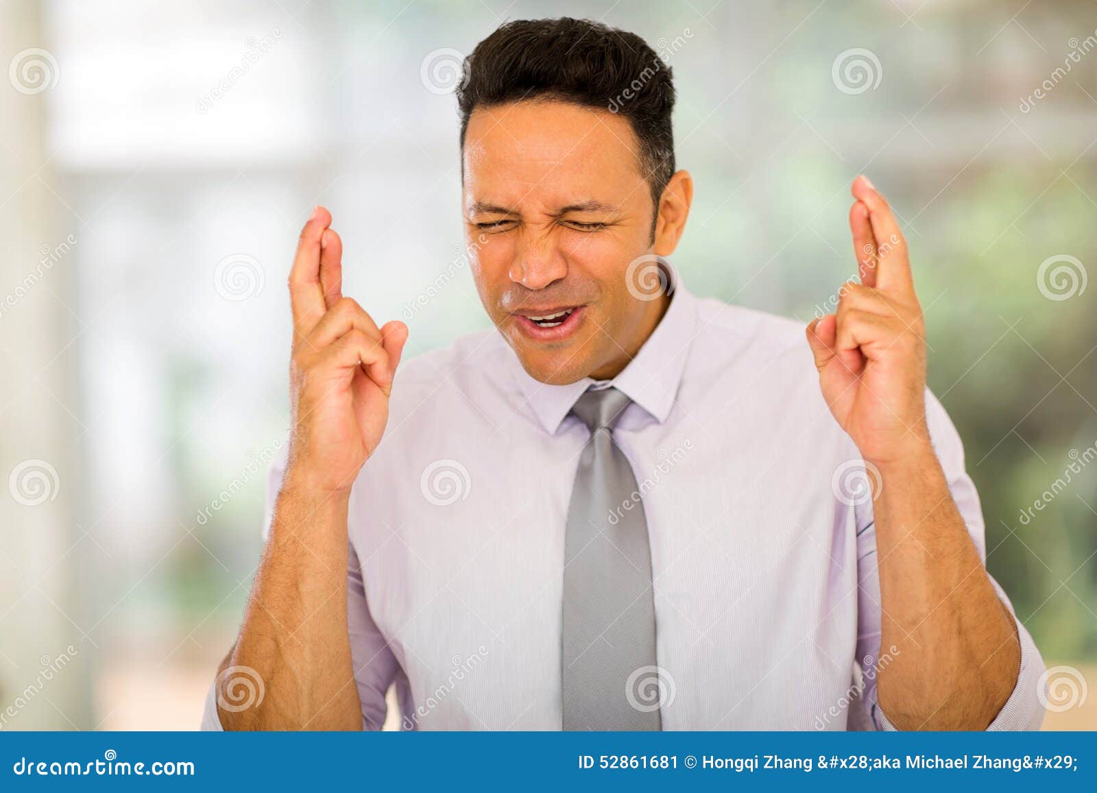 Corporate Worker Finger Crossed Stock Image - Image of entrepreneur ...