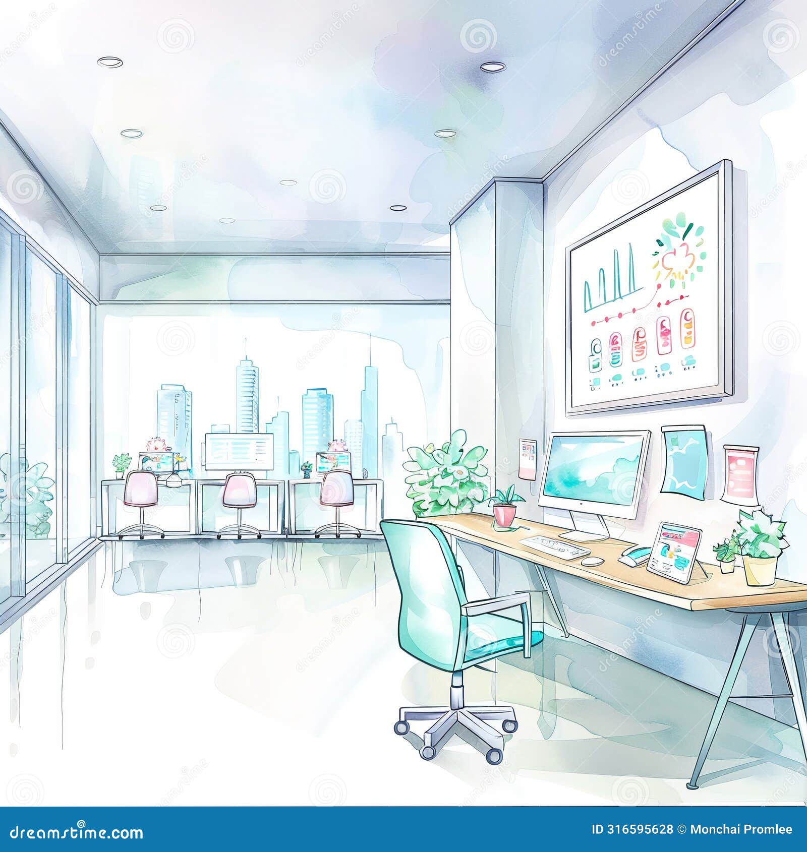 Corporate Workspace Optimized with Smart Technologies, Including Sensor ...