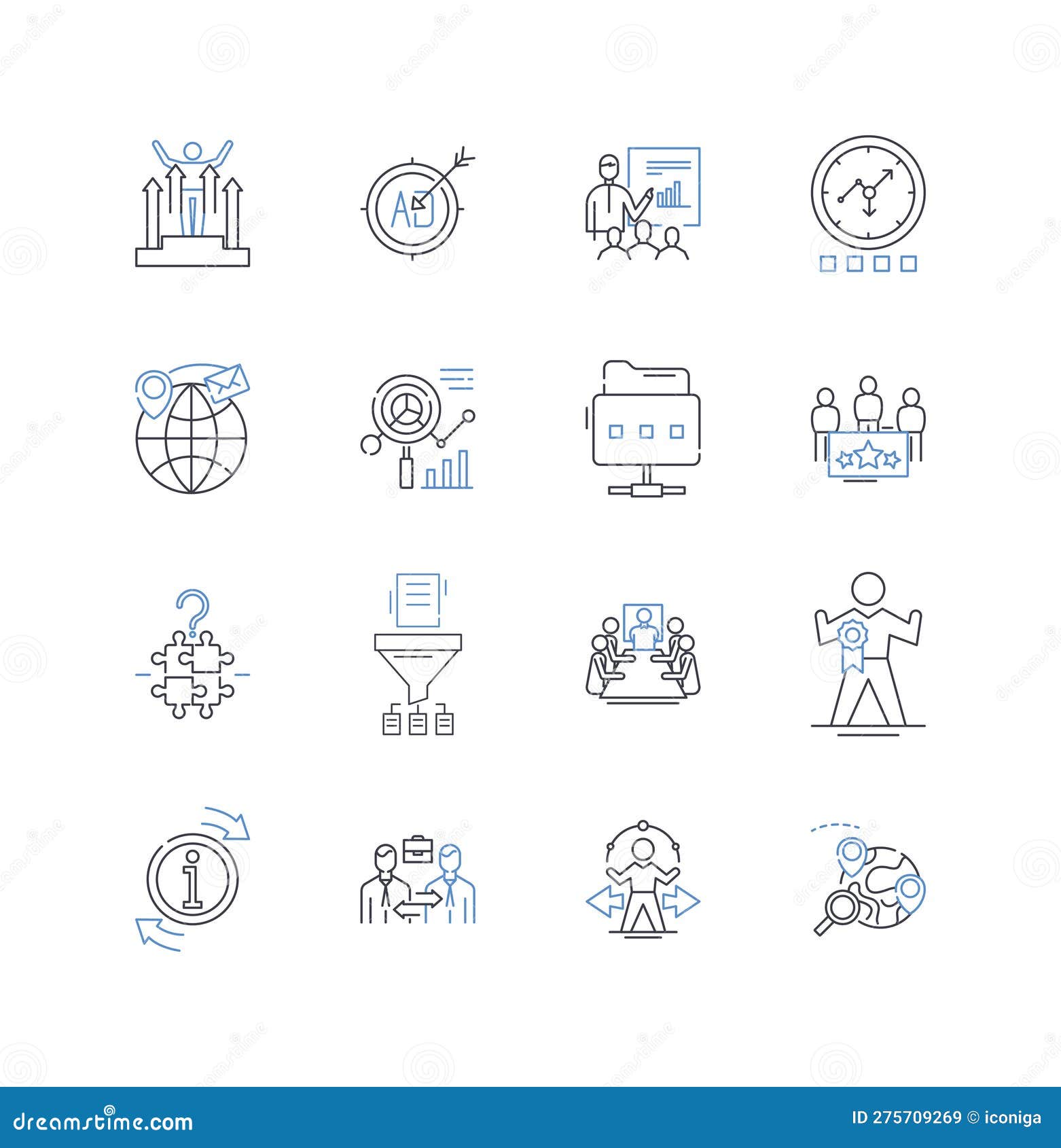 Corporation Progression Line Icons Collection. Growth, Expansion ...