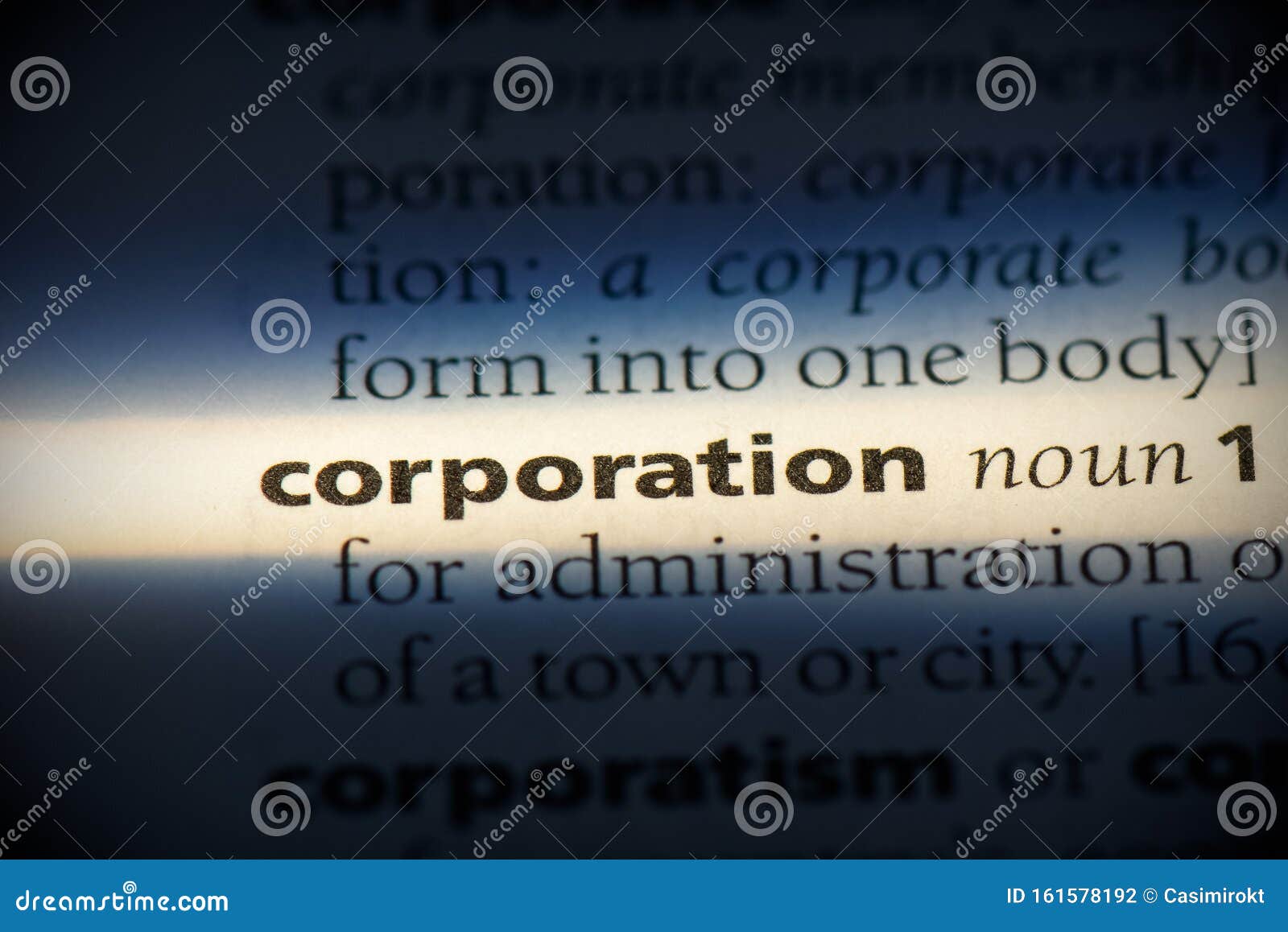 Corporation stock photo. Image of dictionary, close - 161578192