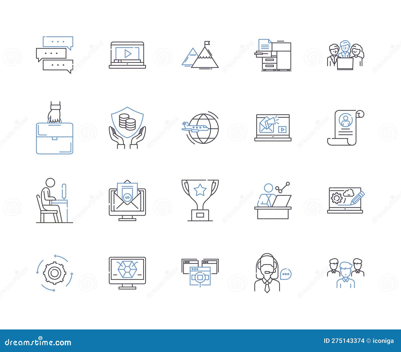 Corporation Workflow Outline Icons Collection Corporate Workflow
