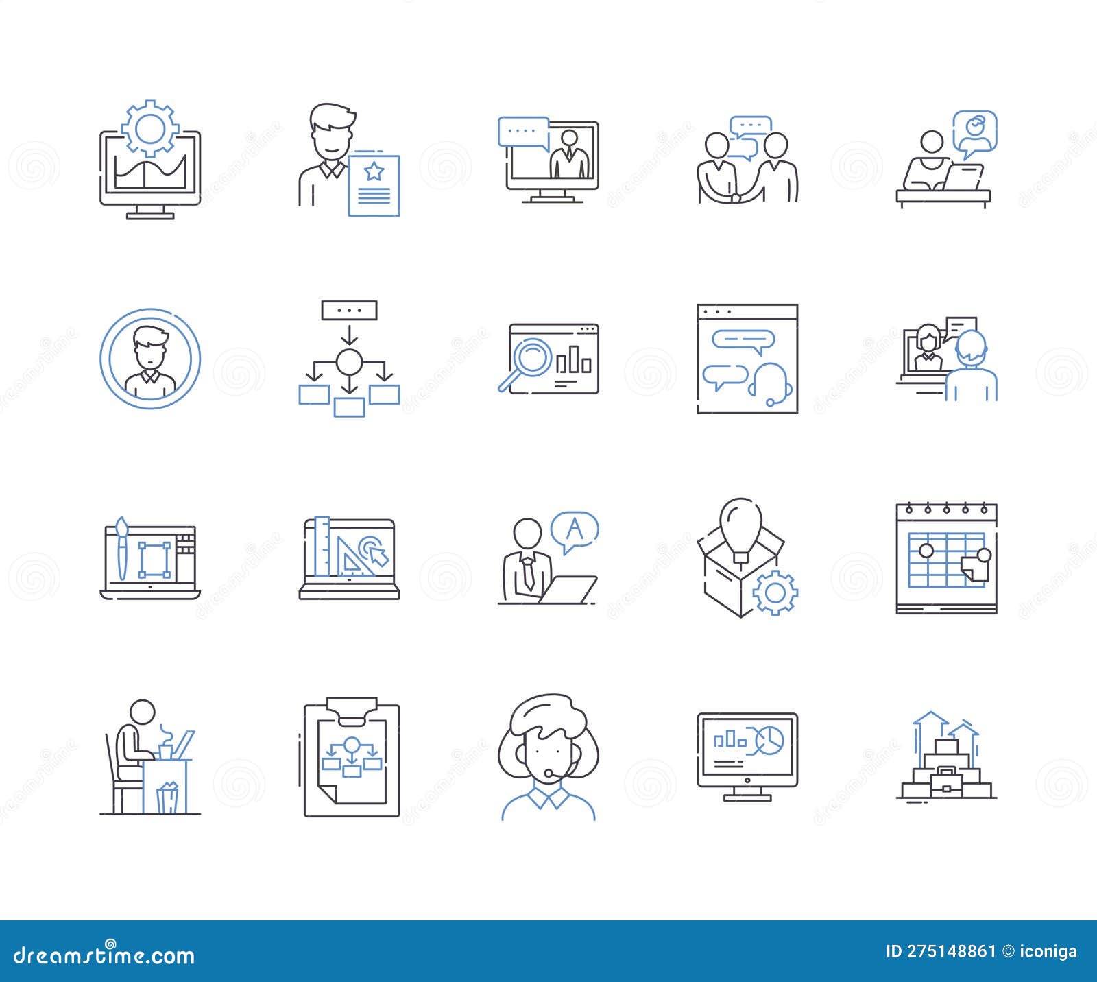 Corporation Workflow Outline Icons Collection Corporate Workflow