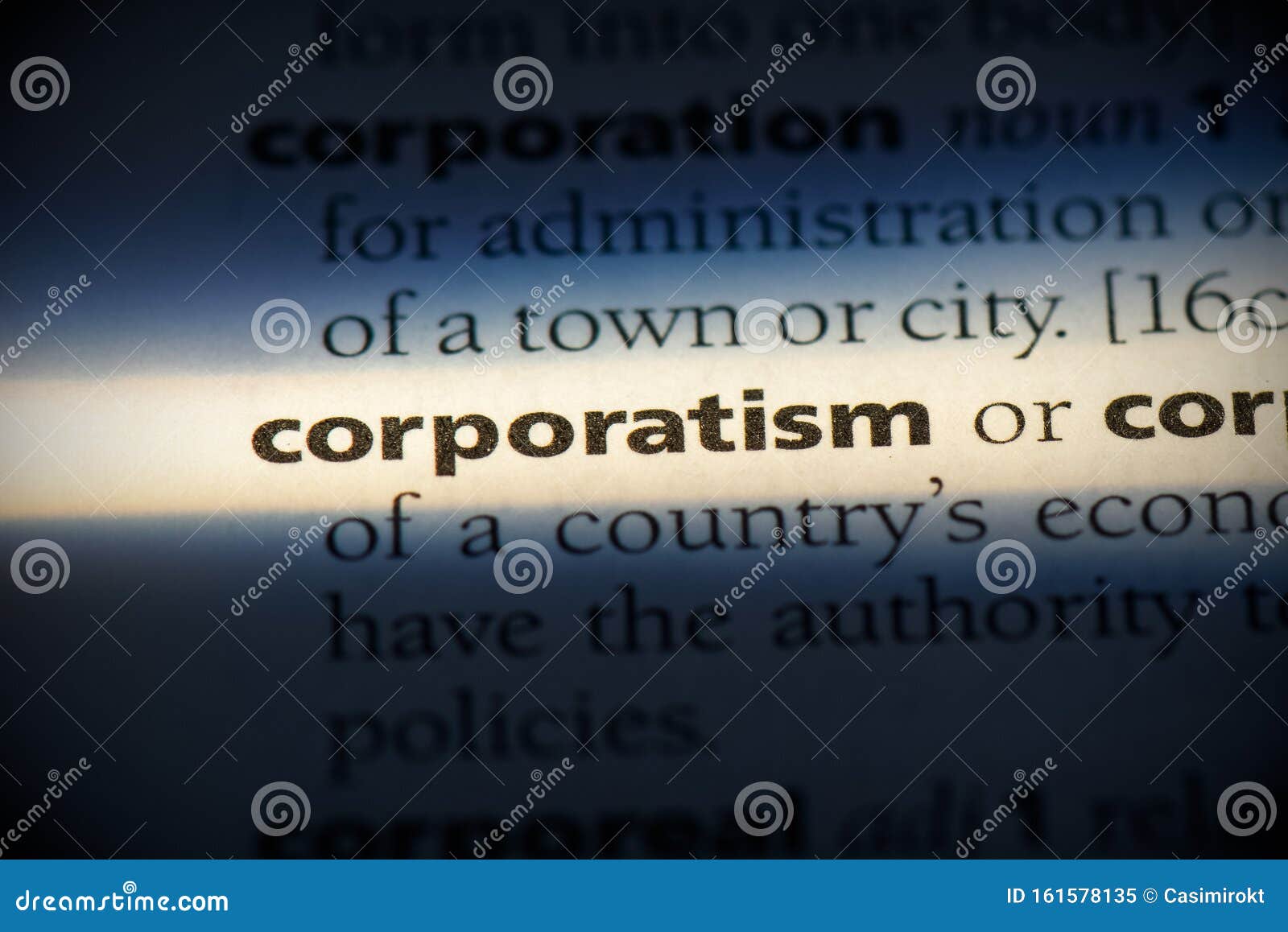 Corporatism stock image. Image of closeup, meaning, dictionary - 161578135