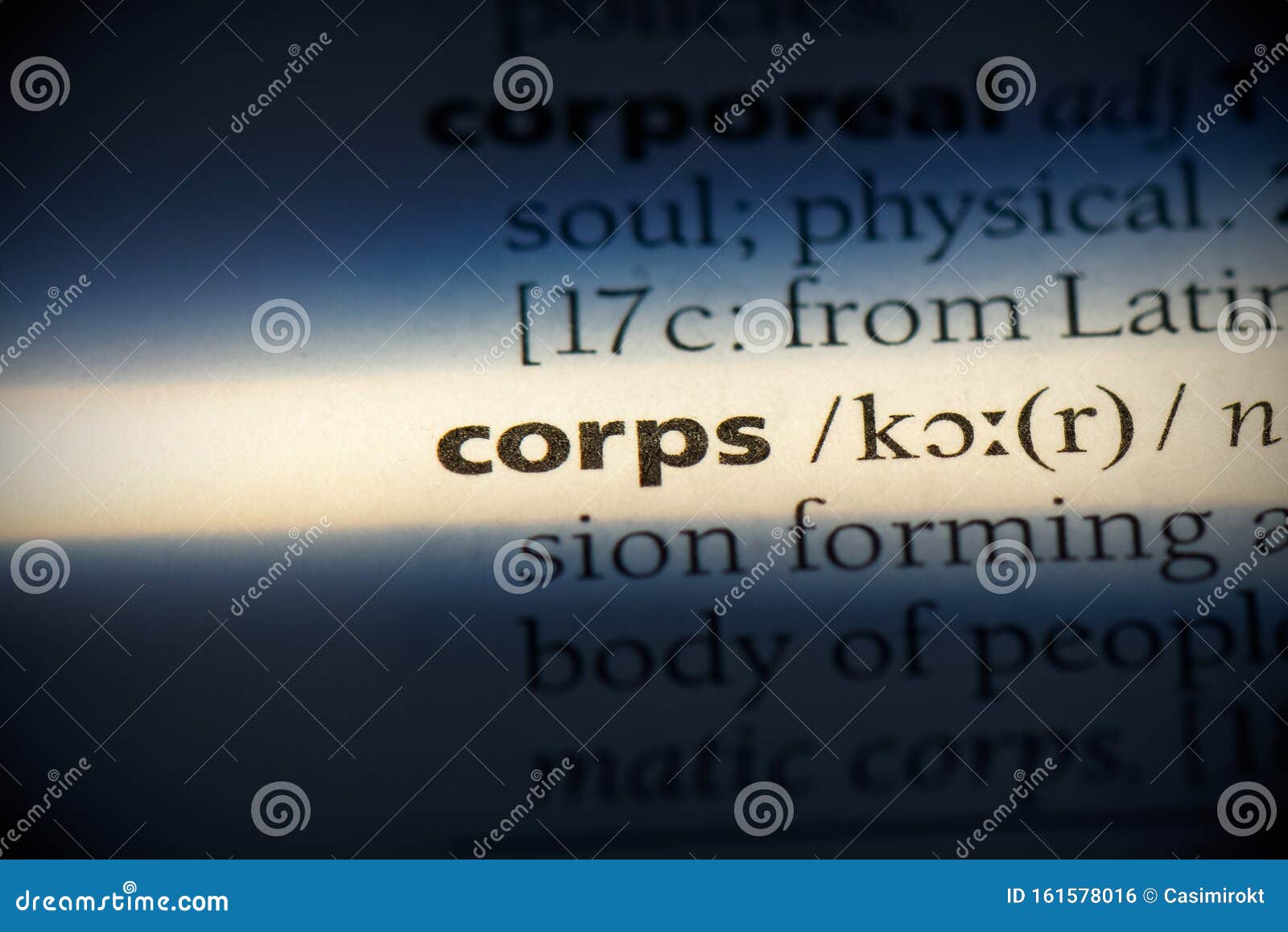Corps stock photo. Image of english, paper, book, word - 161578016