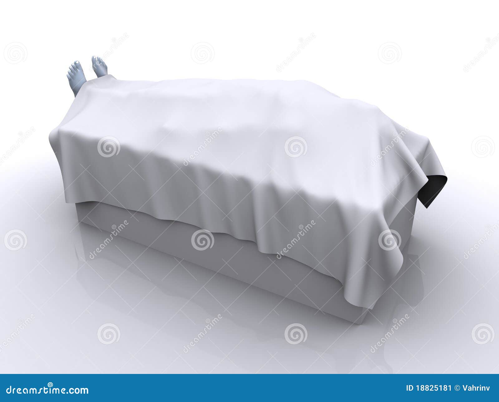 A Corpse Covered With A Blue Cloth On A Table In A Morgue Against The ...