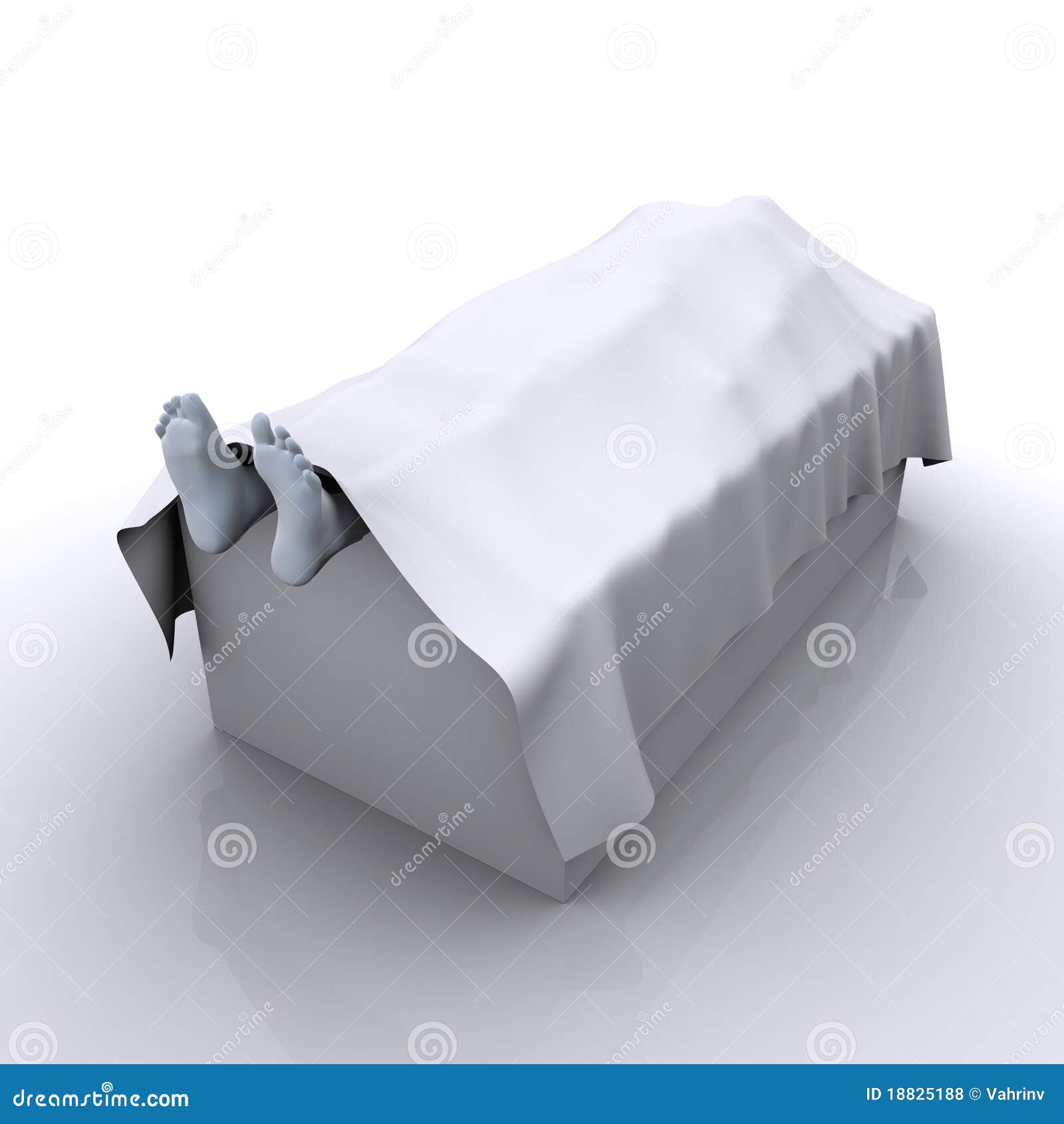 A Corpse Covered With A Blue Cloth On A Table In A Morgue Against The ...