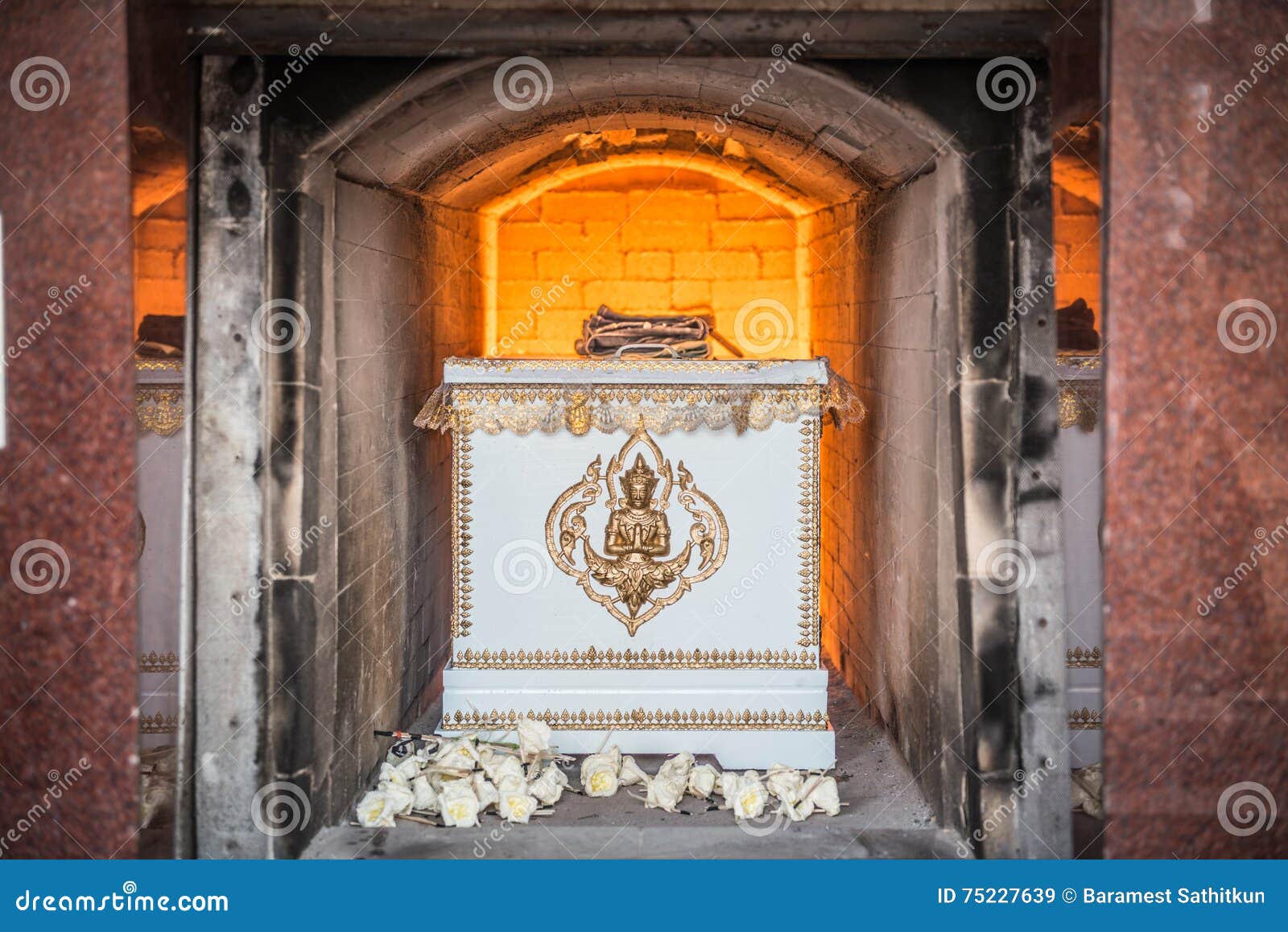 The Corpse in the Coffin is Burning in the Cremate Stock Image - Image ...
