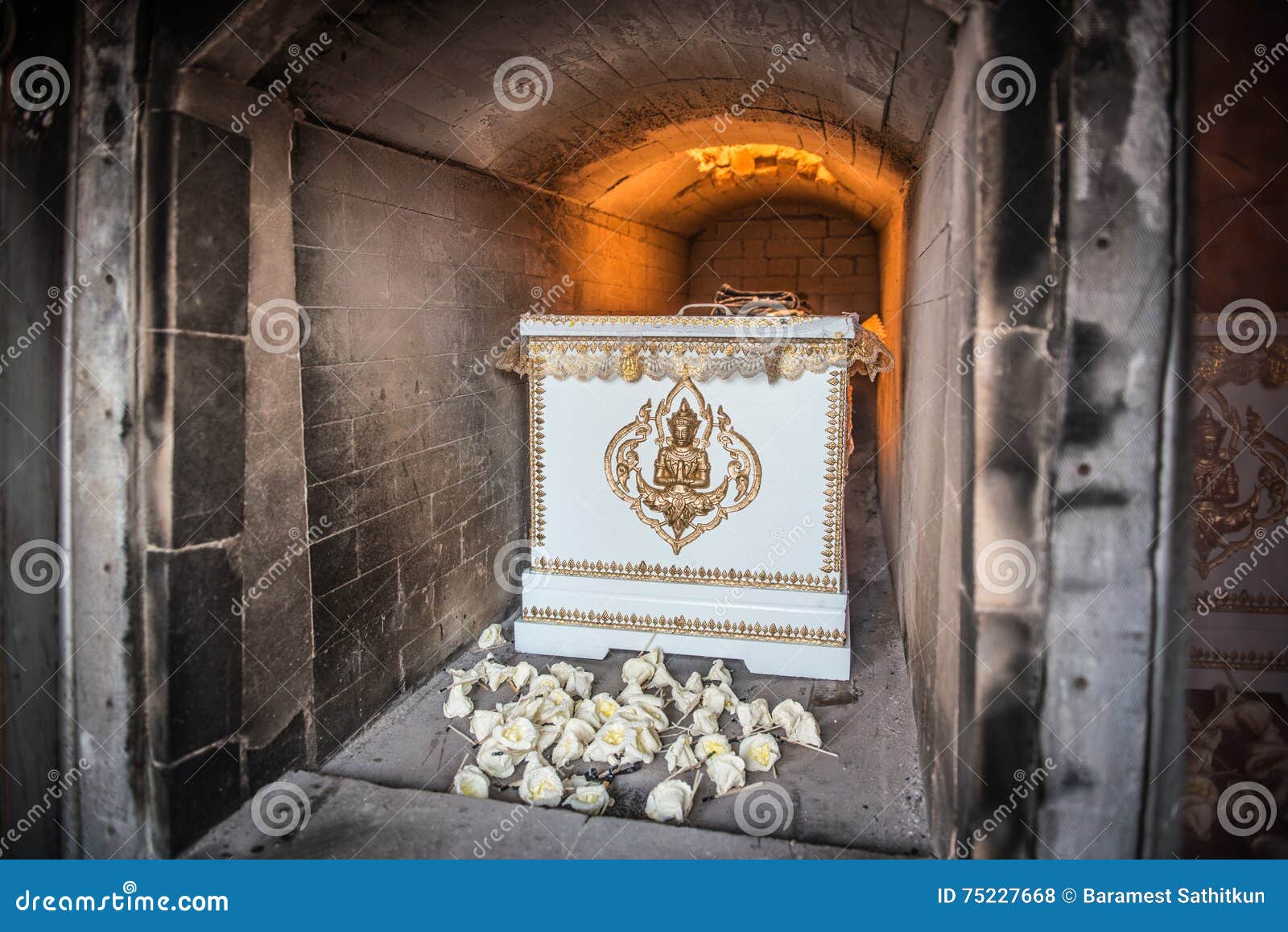 The Corpse in the Coffin is Burning in the Cremate Stock Photo - Image ...