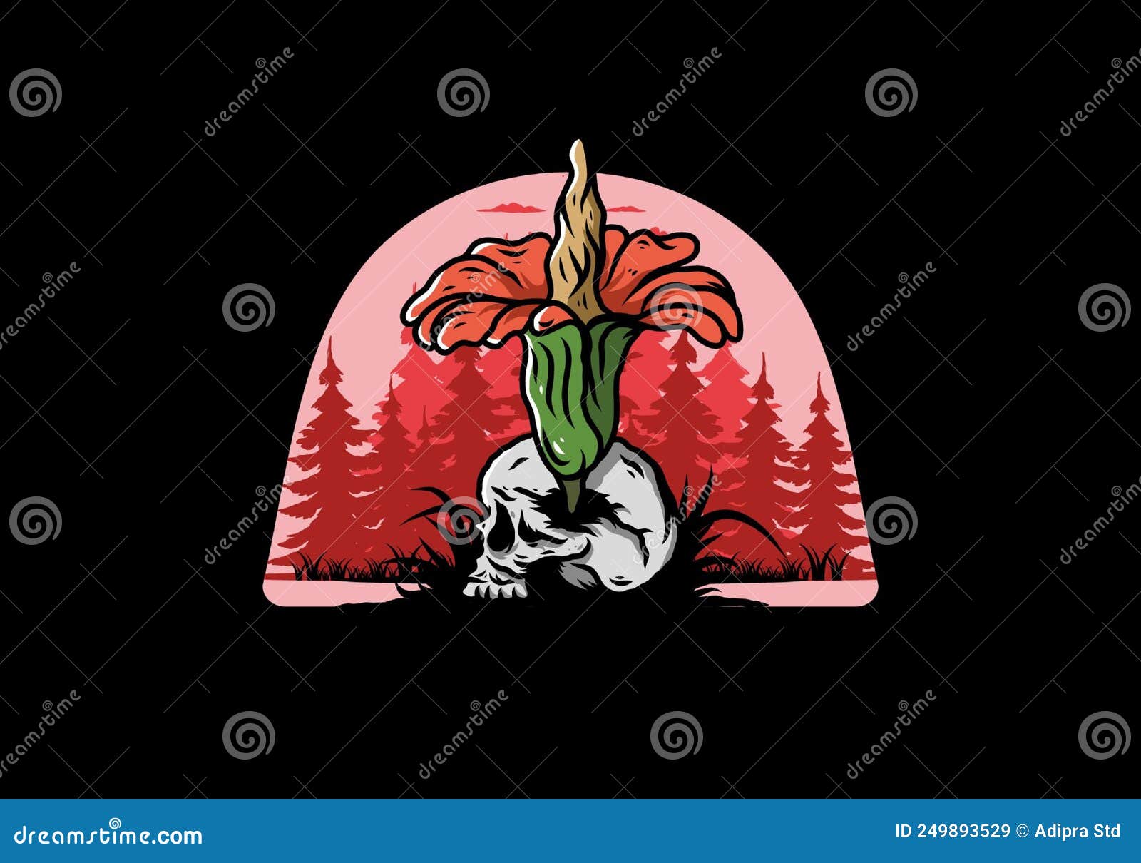 Corpse Flower Growing on the Skull Illustration Stock Vector ... Corpse Flower Growing on the Skull Illustration Stock Vector ...