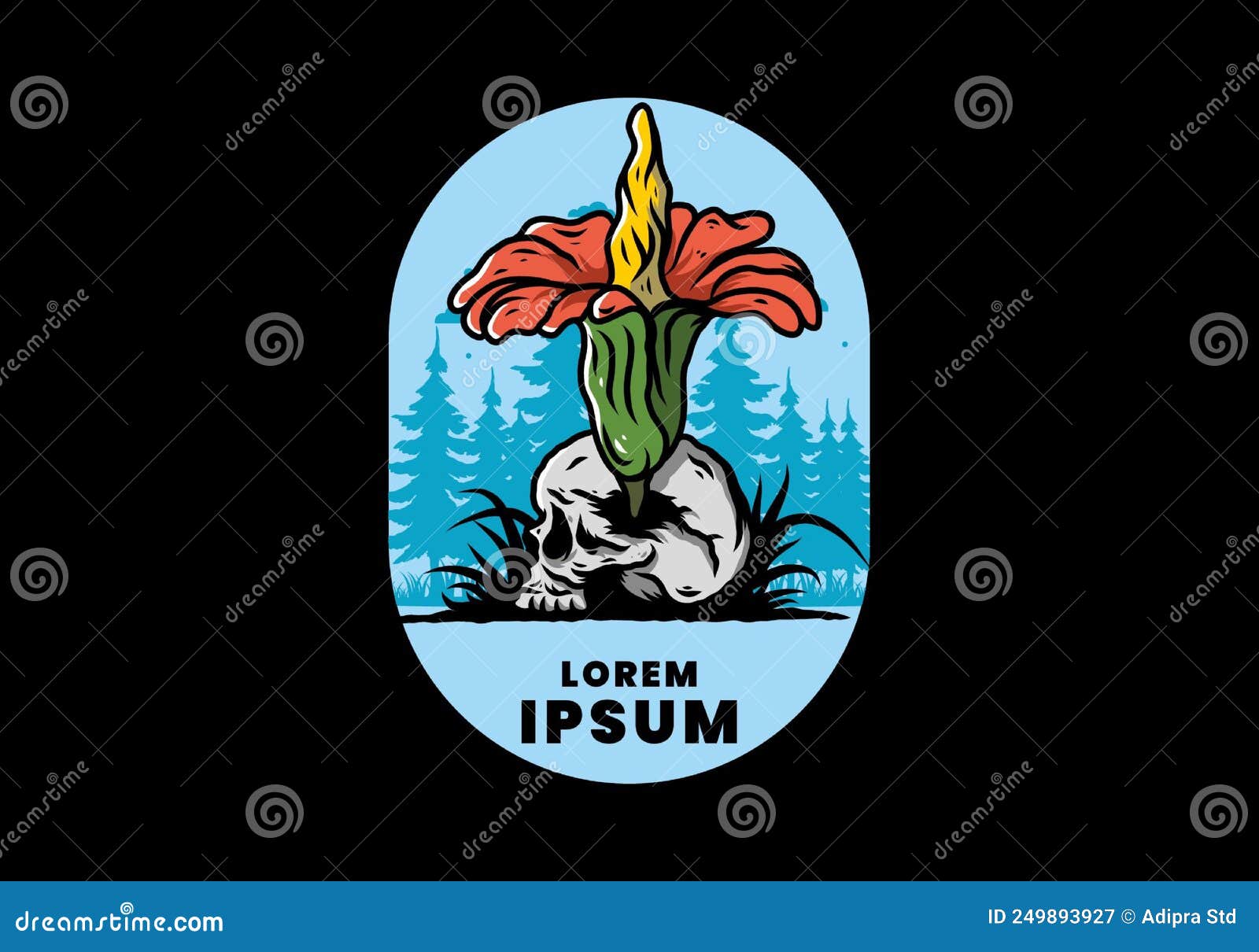 Corpse Flower Growing on the Skull Illustration Stock Vector ... Corpse Flower Growing on the Skull Illustration Stock Vector ...