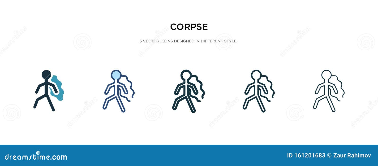 Corpse Icon in Different Style Vector Illustration. Two Colored and Black Corpse Vector Icons ...