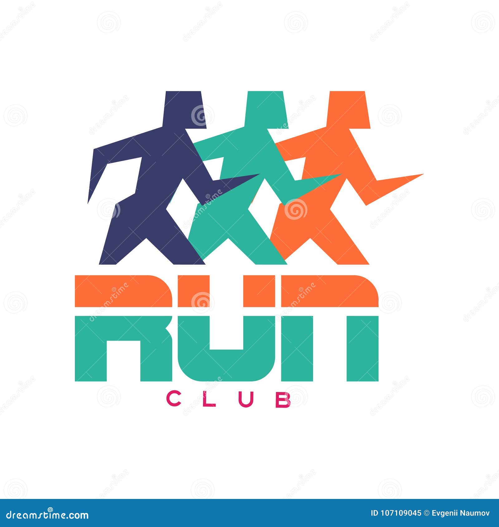 Corra O Logotipo Do Clube, Emblema Colorido Com As Silhuetas Running ...
