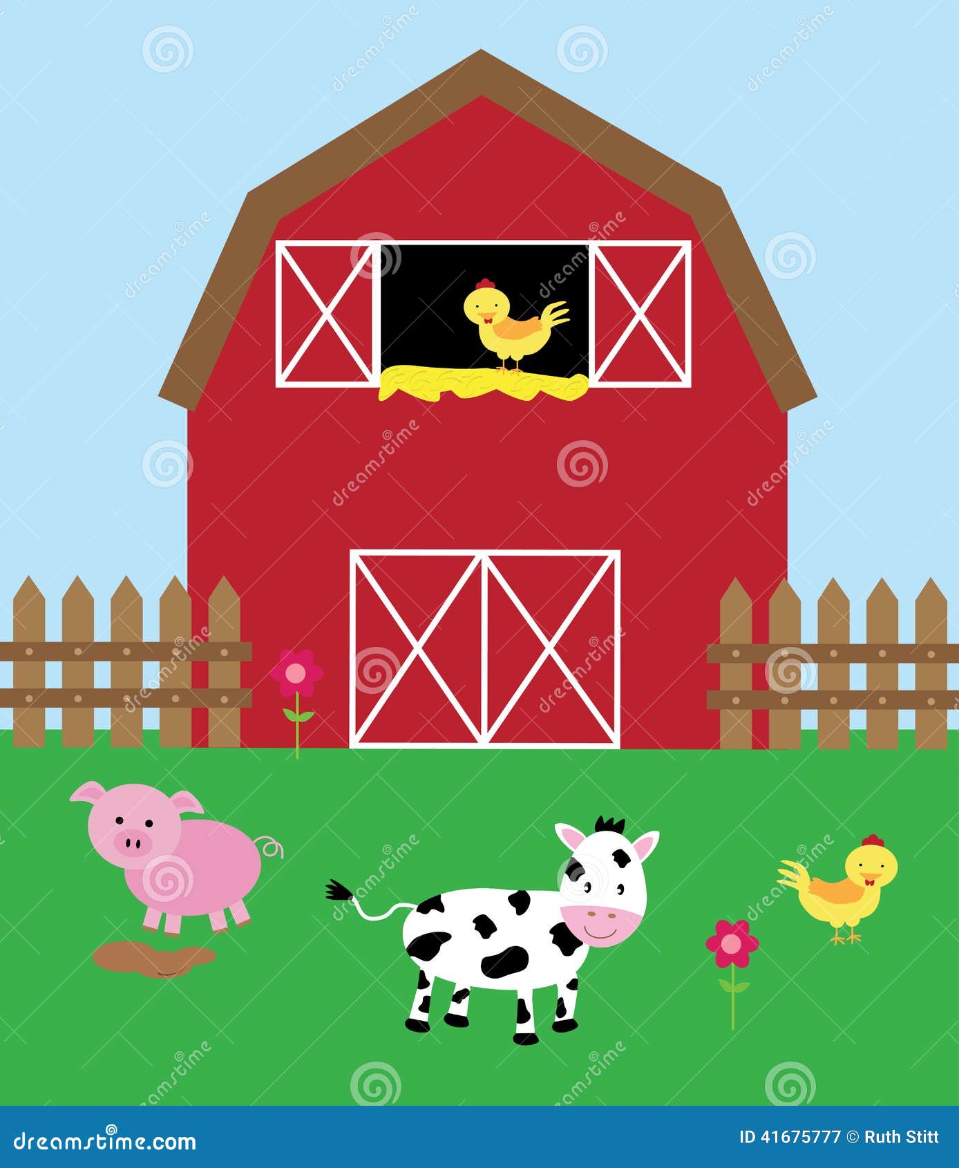 Corral lindo ilustración del vector. Ilustración de vaca - 41675777