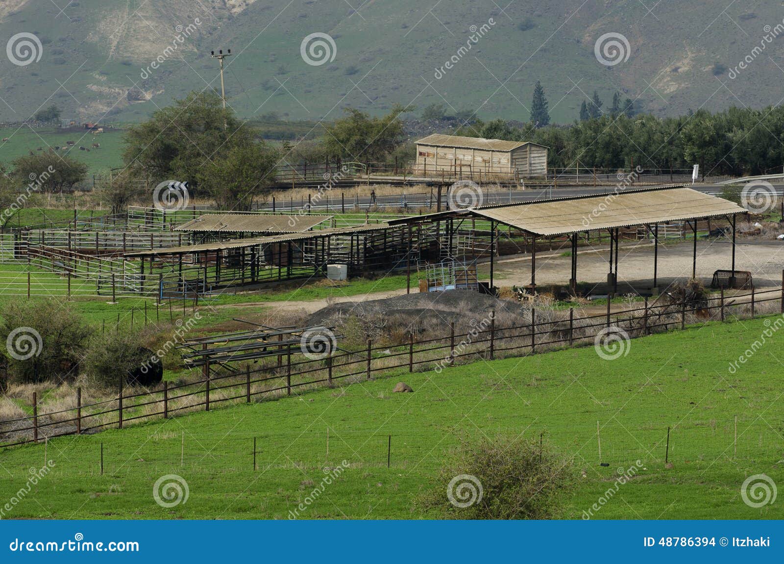 Corral and Ranch in Golan Heights Stock Photo - Image of mountains ...