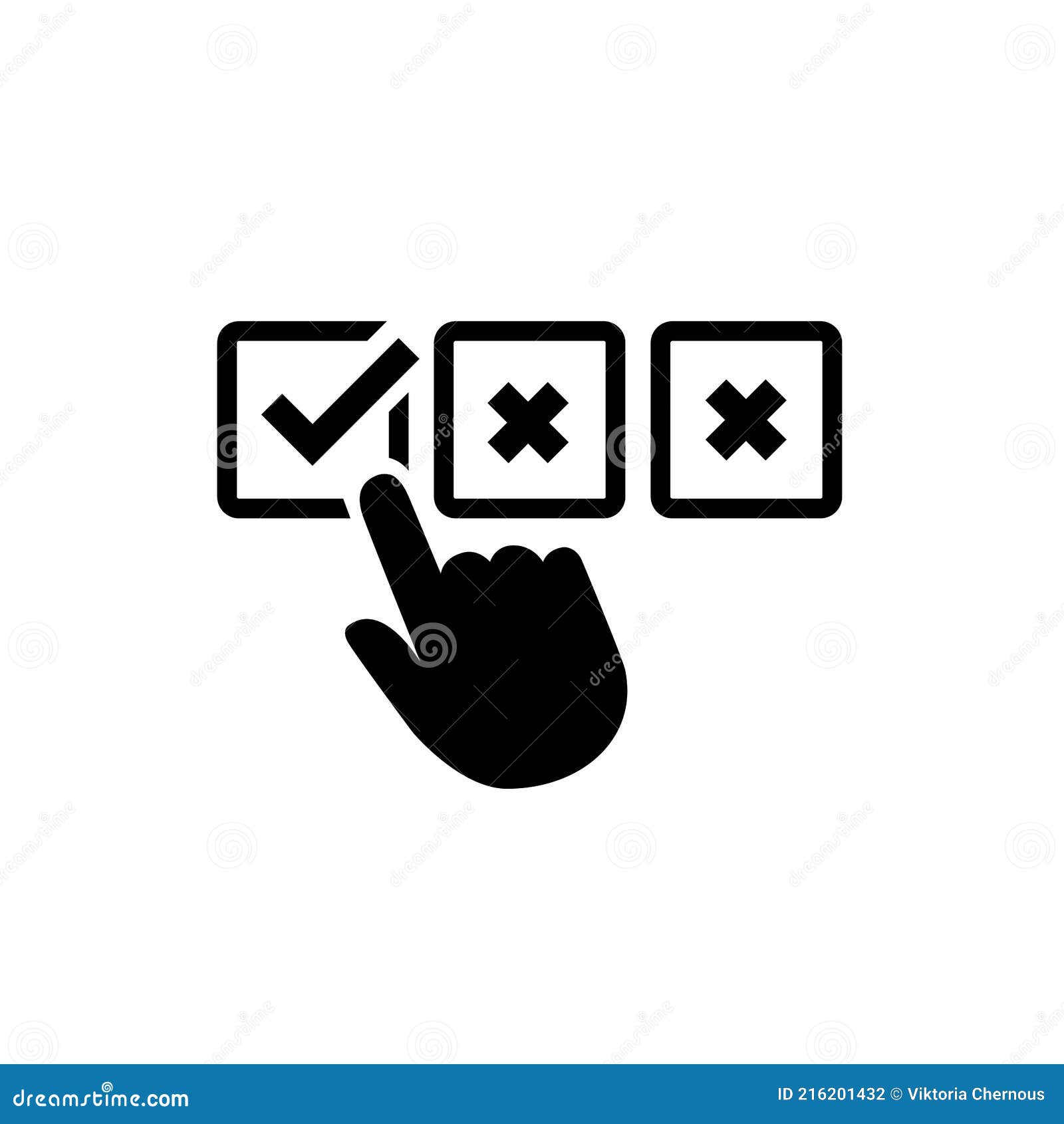 Correct Answer Icon, Vector Black Simple Illustration Stock Vector ...