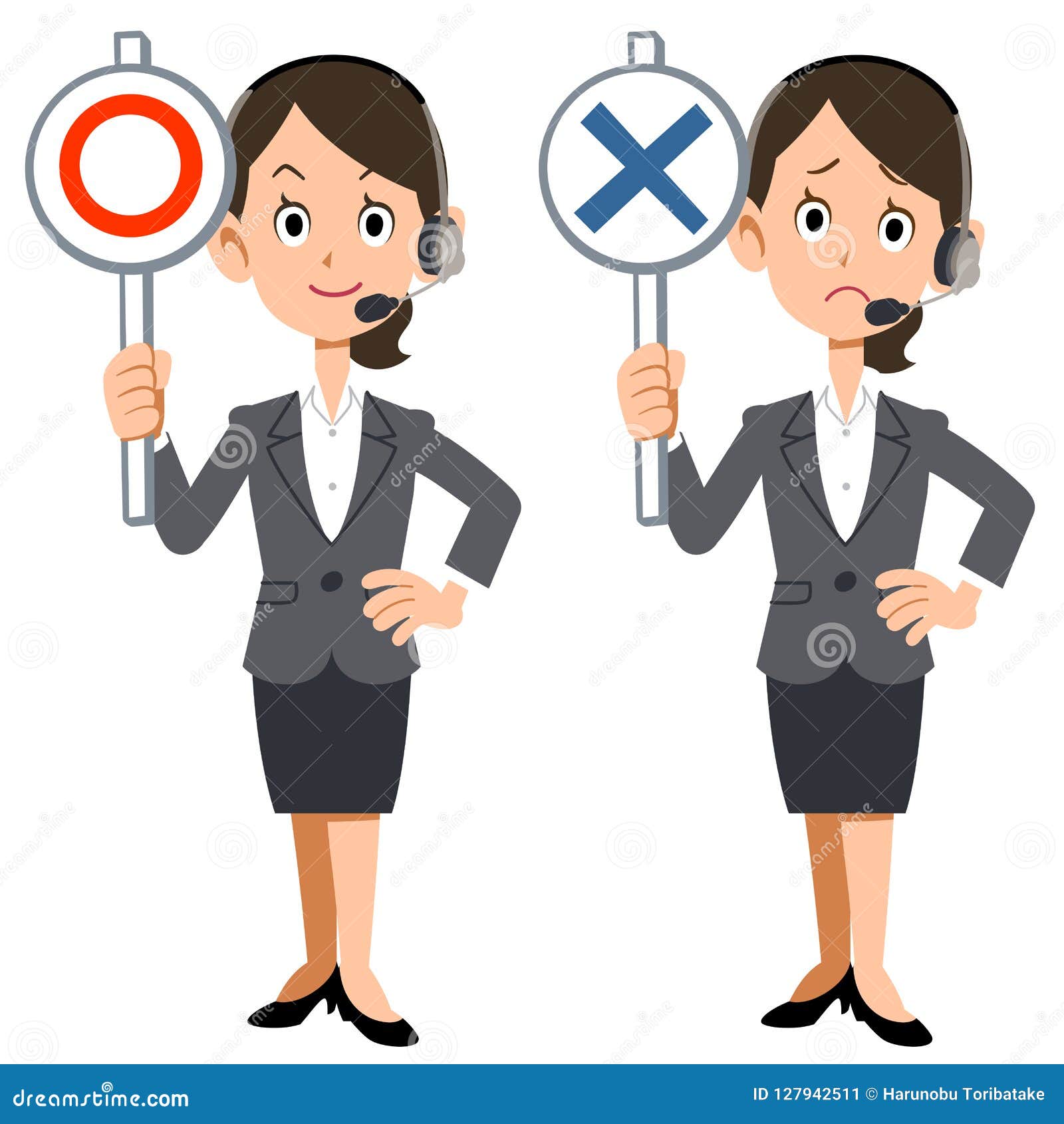 A Woman in Call Center Shows Correct Answer and Incorrect Stock Vector ... A Woman in Call Center Shows Correct Answer and Incorrect Stock Vector ...