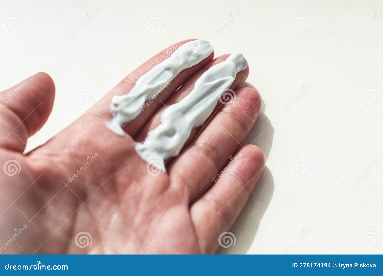 Correct Application of Sunscreen on 2 Fingers Spf 50 Stock Photo ...