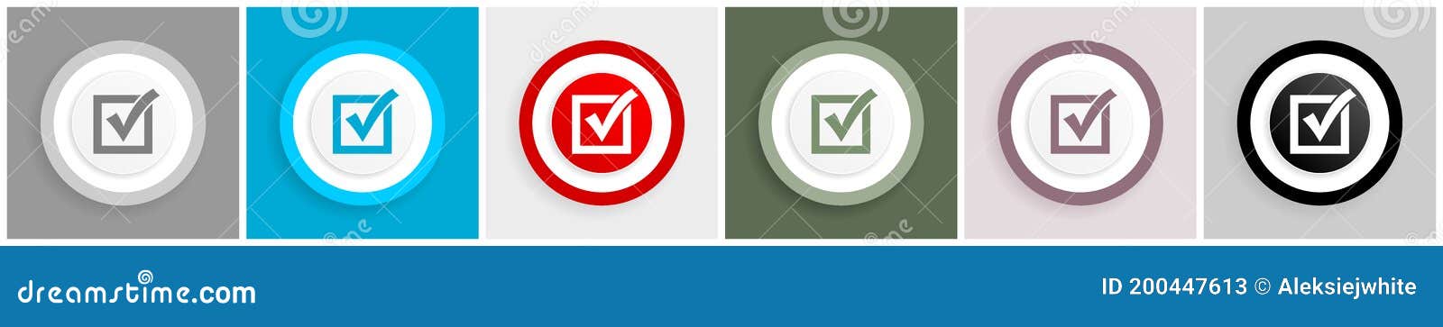 Correct, Check Box Icon Set, Colorful Flat Design Vector Illustrations ...