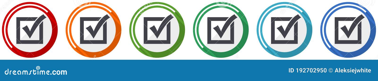 Correct, Check Box Icon Set, Flat Design Vector Illustration in 6 ...