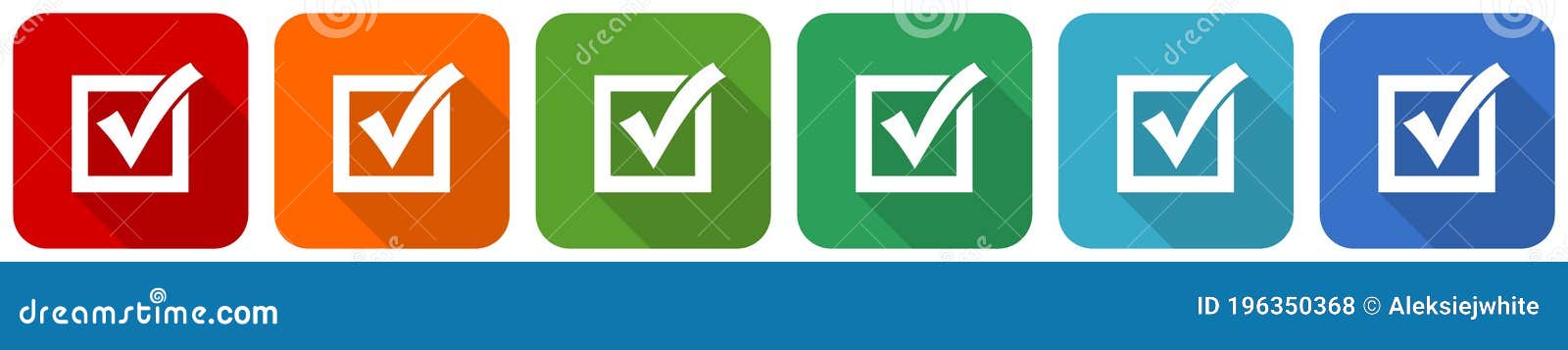 Correct, Check Box Icon Set, Flat Design Vector Illustration in 6 ...