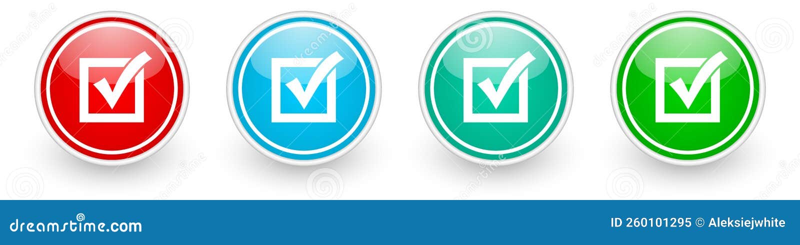 Correct, Check Box Vector Icons, Colorful Glossy Buttons on White Stock ...