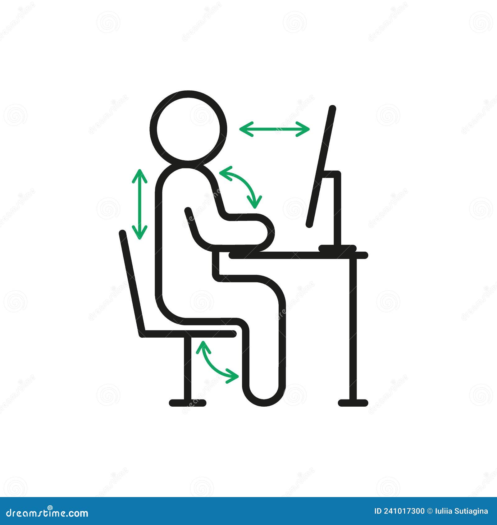 Correct Health Posture of Sitting on Computer, Right Ergonomic ...