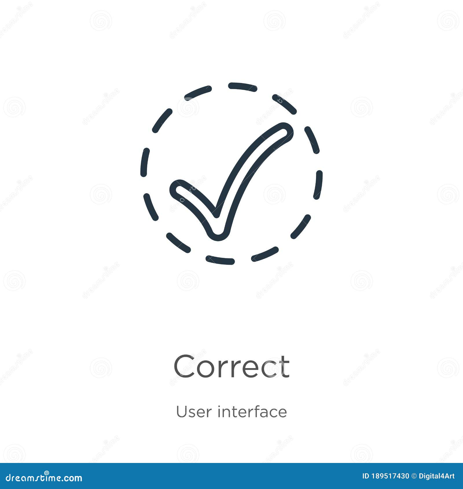 Correct Icon. Thin Linear Correct Outline Icon Isolated on White ...