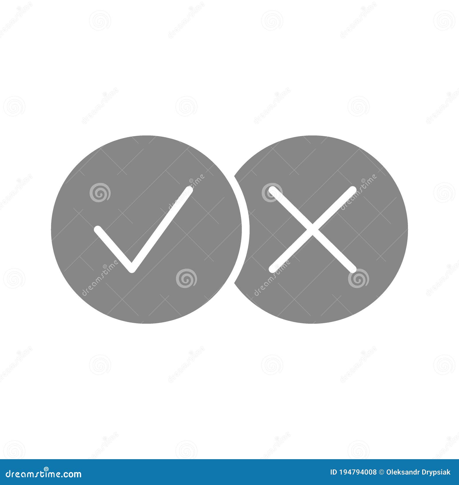 Correct And Incorrect Checkmarks Grey Icon. Right And Wrong Tick Sign ...