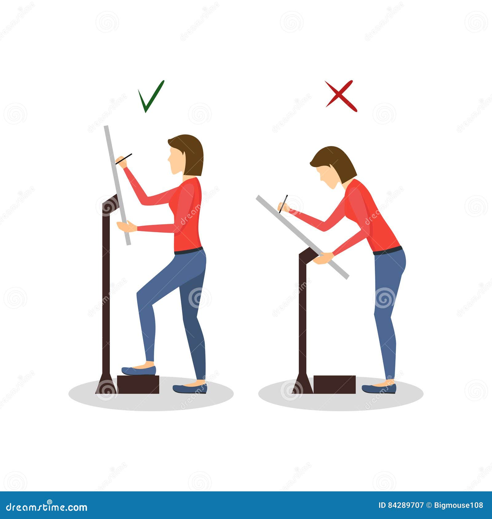 Correct Positions Posture Infographics Female Body Ergonomic Postures