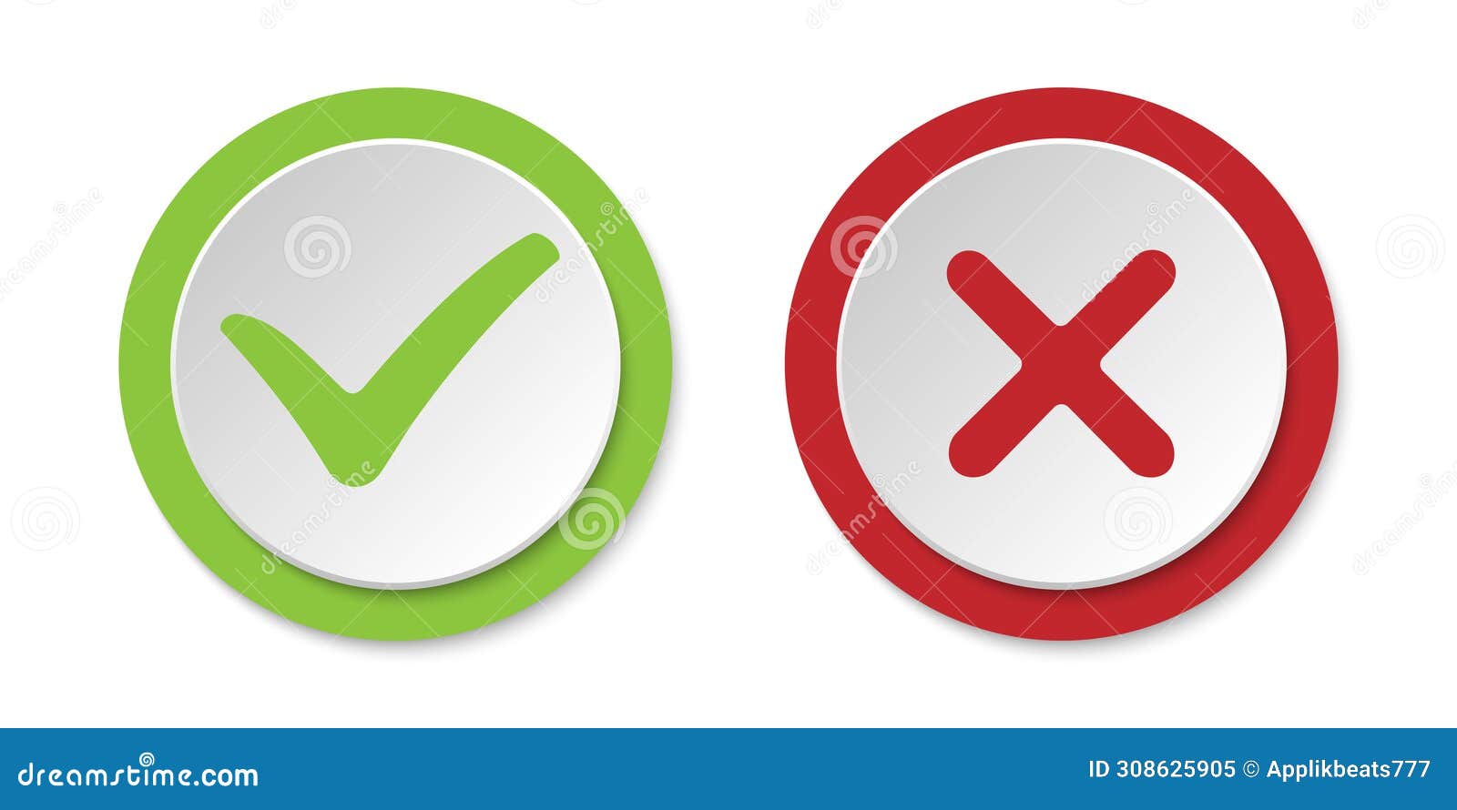 Correct and Incorrect Sign, Check Mark Sticker, Vector Illustration ...