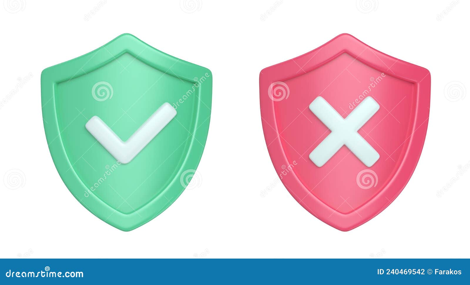 Correct and Incorrect Sign on Shield Icon. Stock Illustration ...
