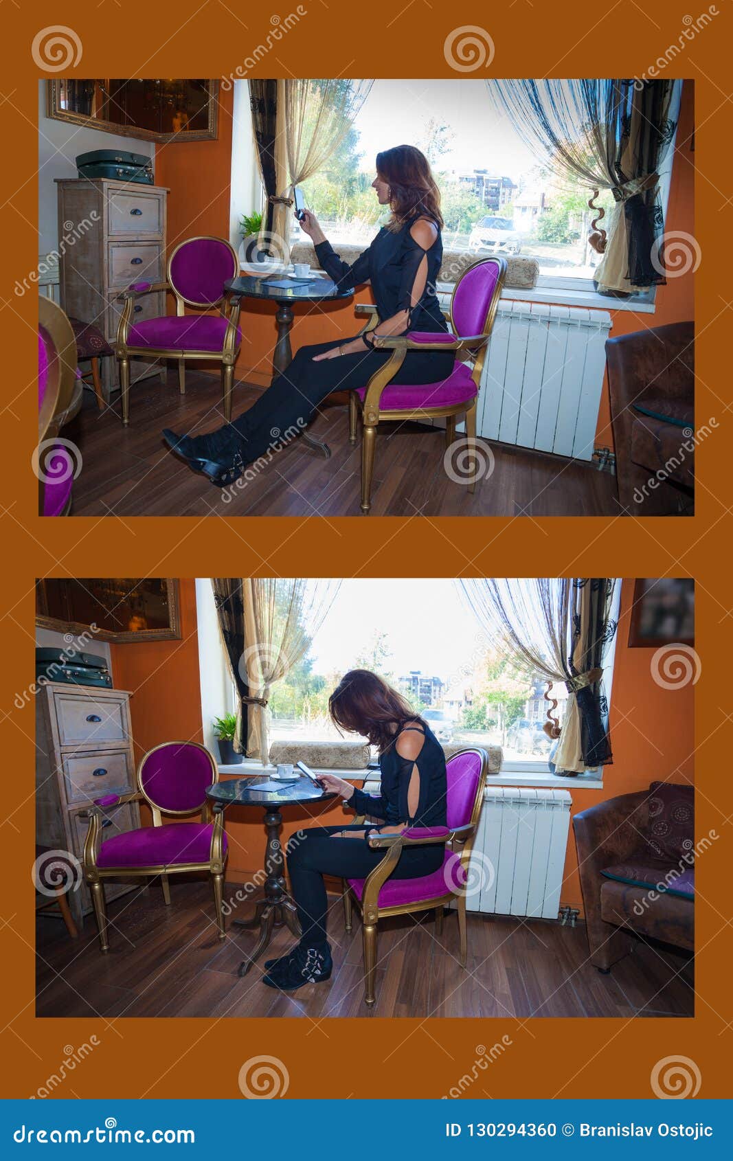 Correct and Incorrect Sitting in this Example Woman Sit in a Cafe Using ...