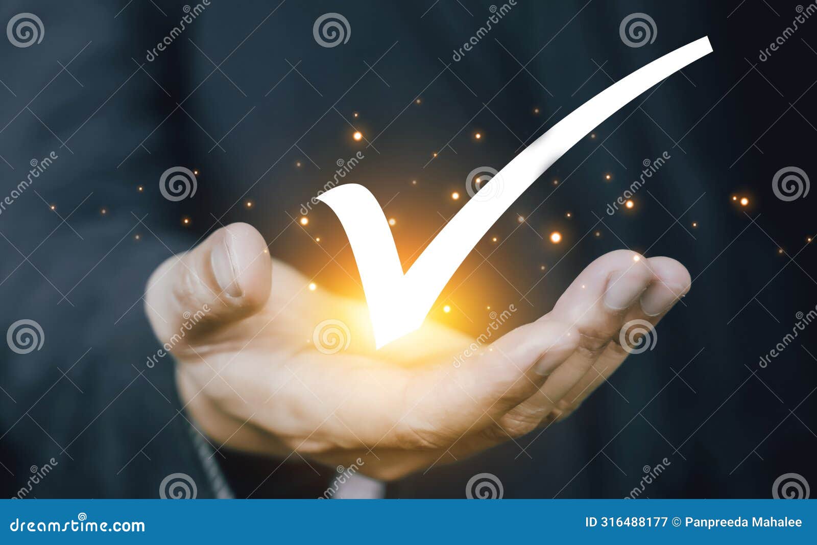 Correct Mark Sign on on Hand, Data Inspection, Feedback and Online ...