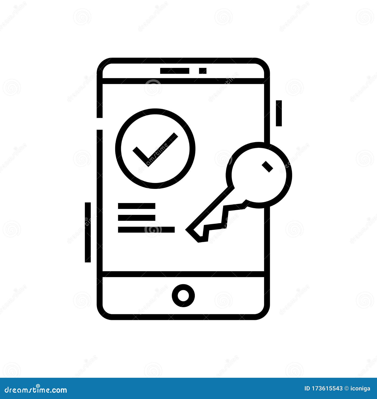 Correct Password Line Icon Concept Sign Outline Vector Illustration