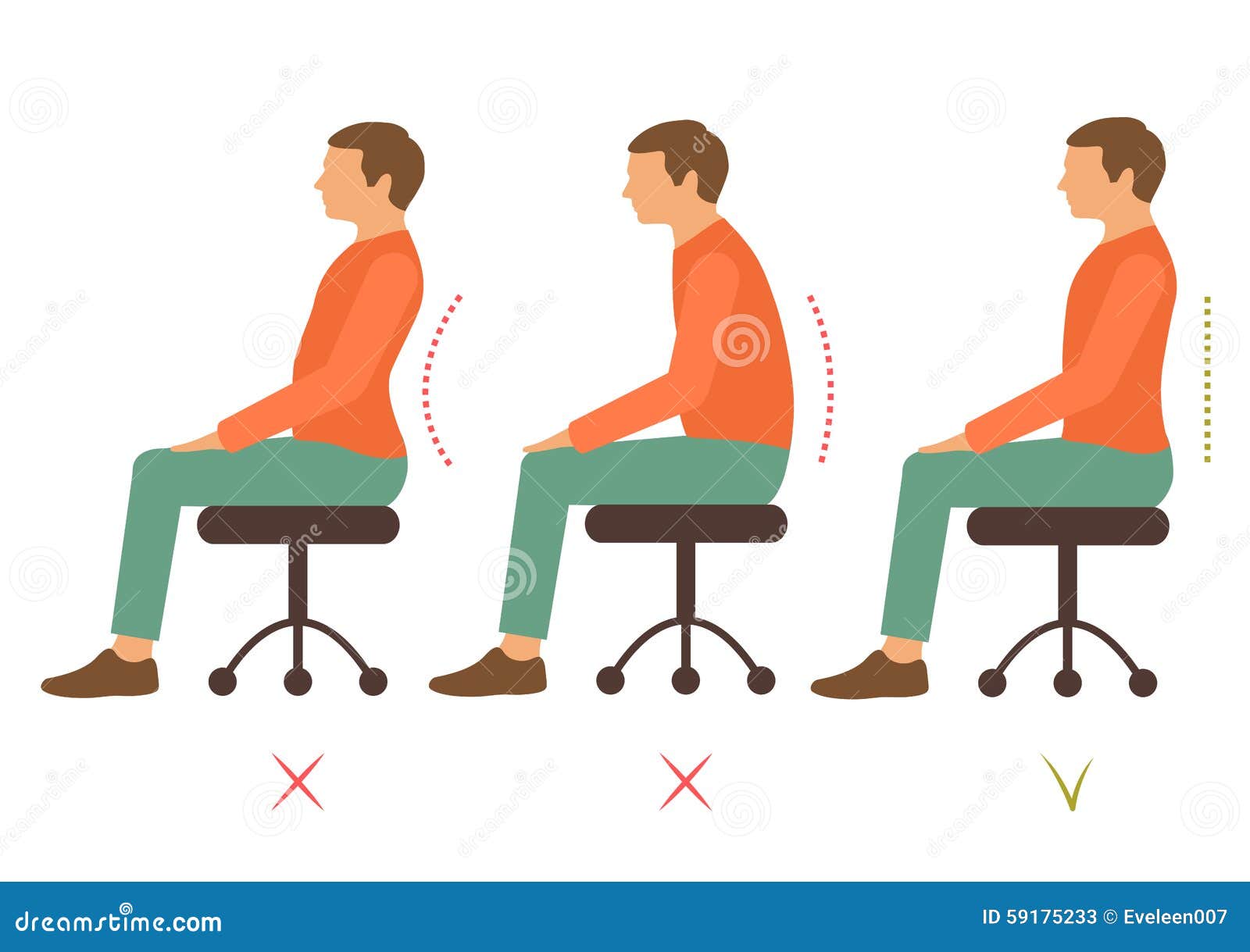 Correct posture stock vector. Illustration of pose, backache - 59175233