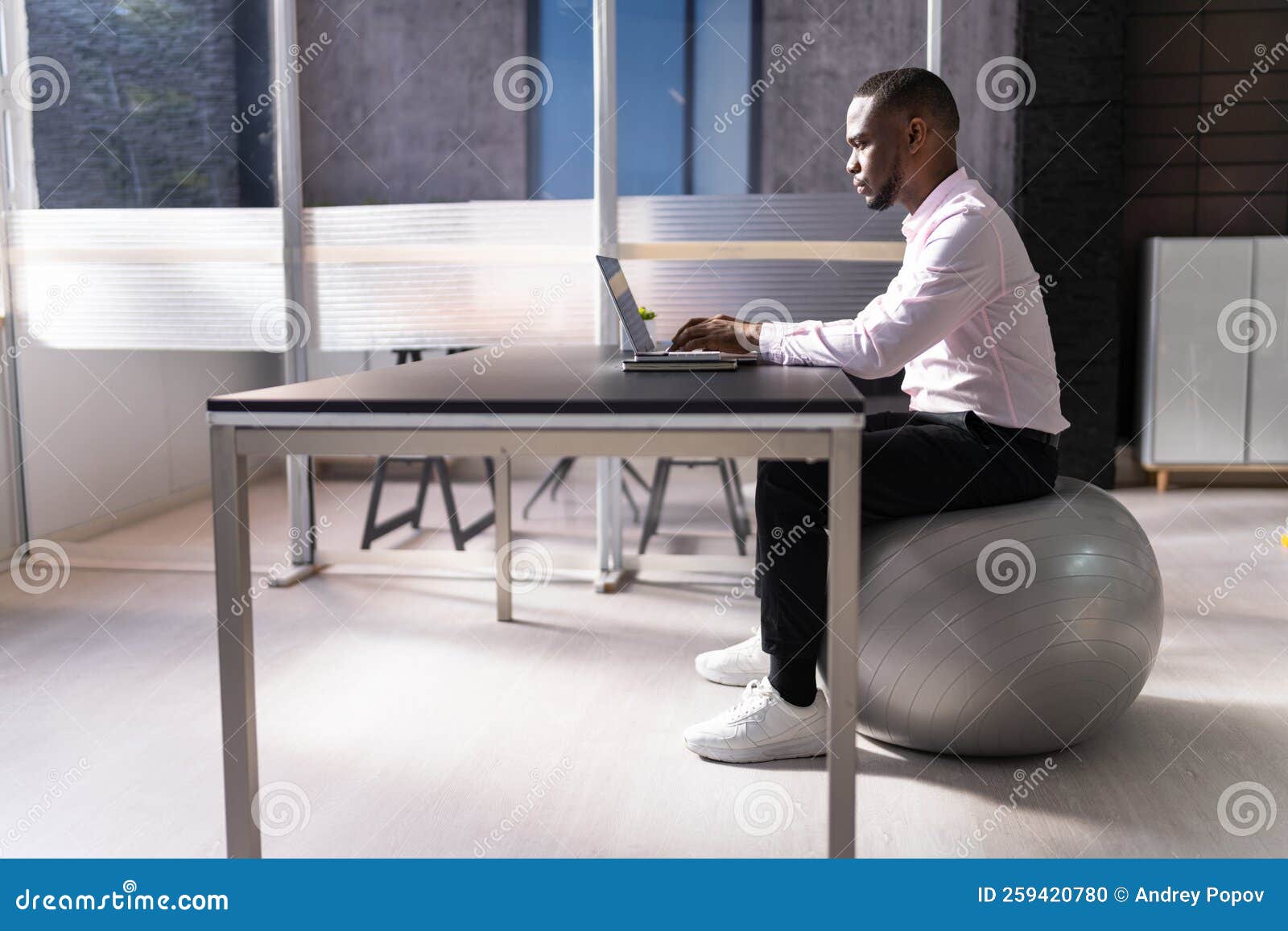 Correct Posture at Desk in Office Stock Photo - Image of typing, flat ...