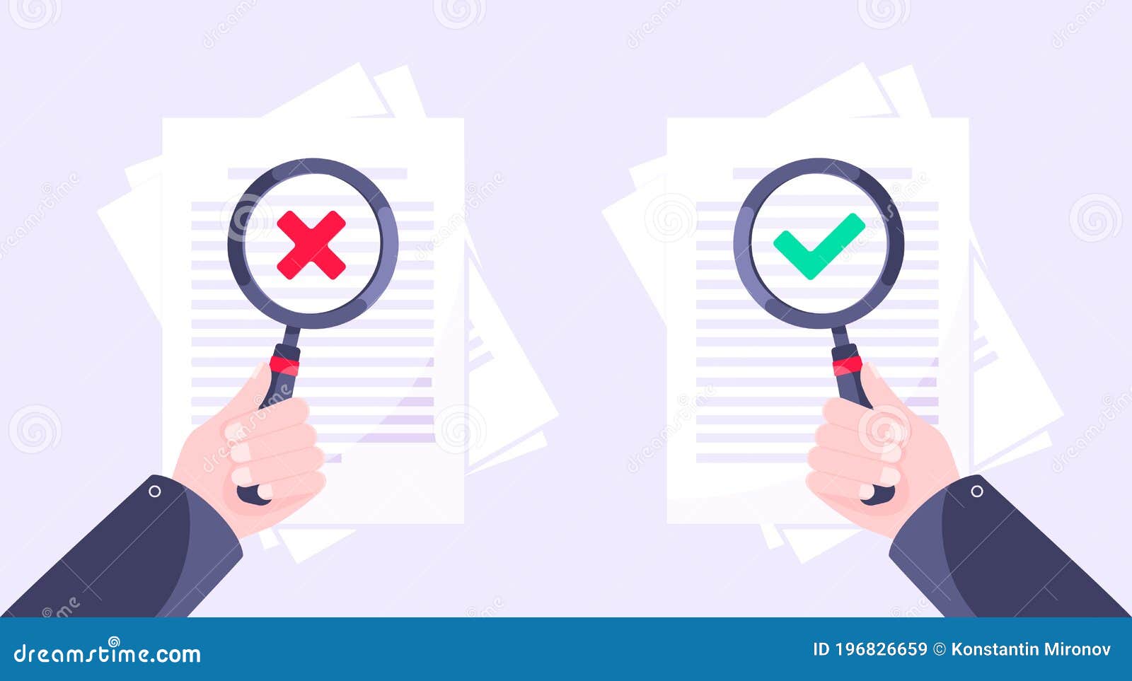 Correct and Reject Document Verification Concept with Paper Sheets and ...
